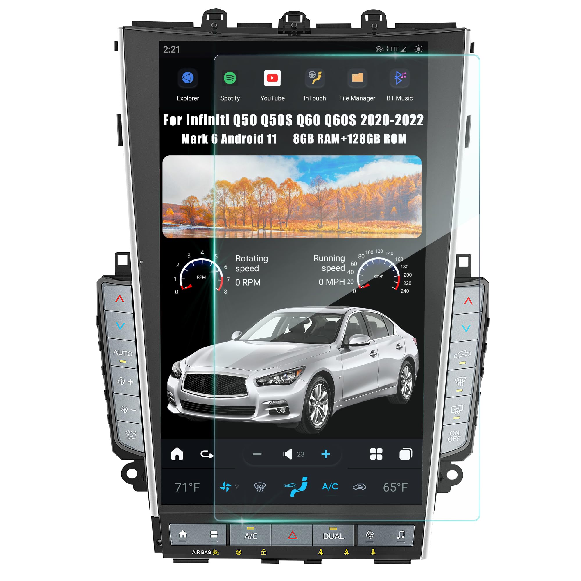 Amazon.com: syschotech AuCar HD Tempered Glass Screen Protector for ...