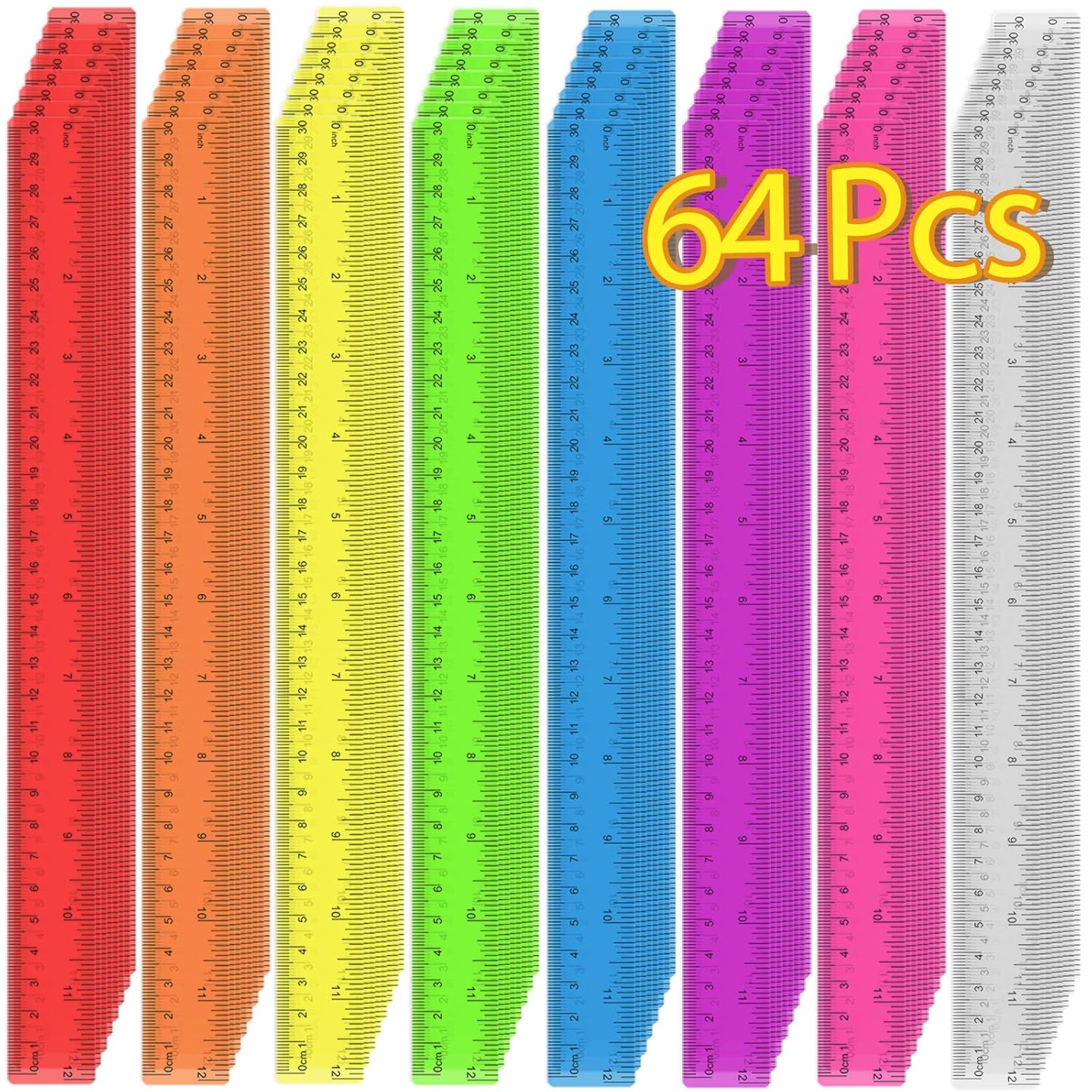 64 Pack Plastic Ruler 12 Inch in Bulk, Plastic Nepal | Ubuy