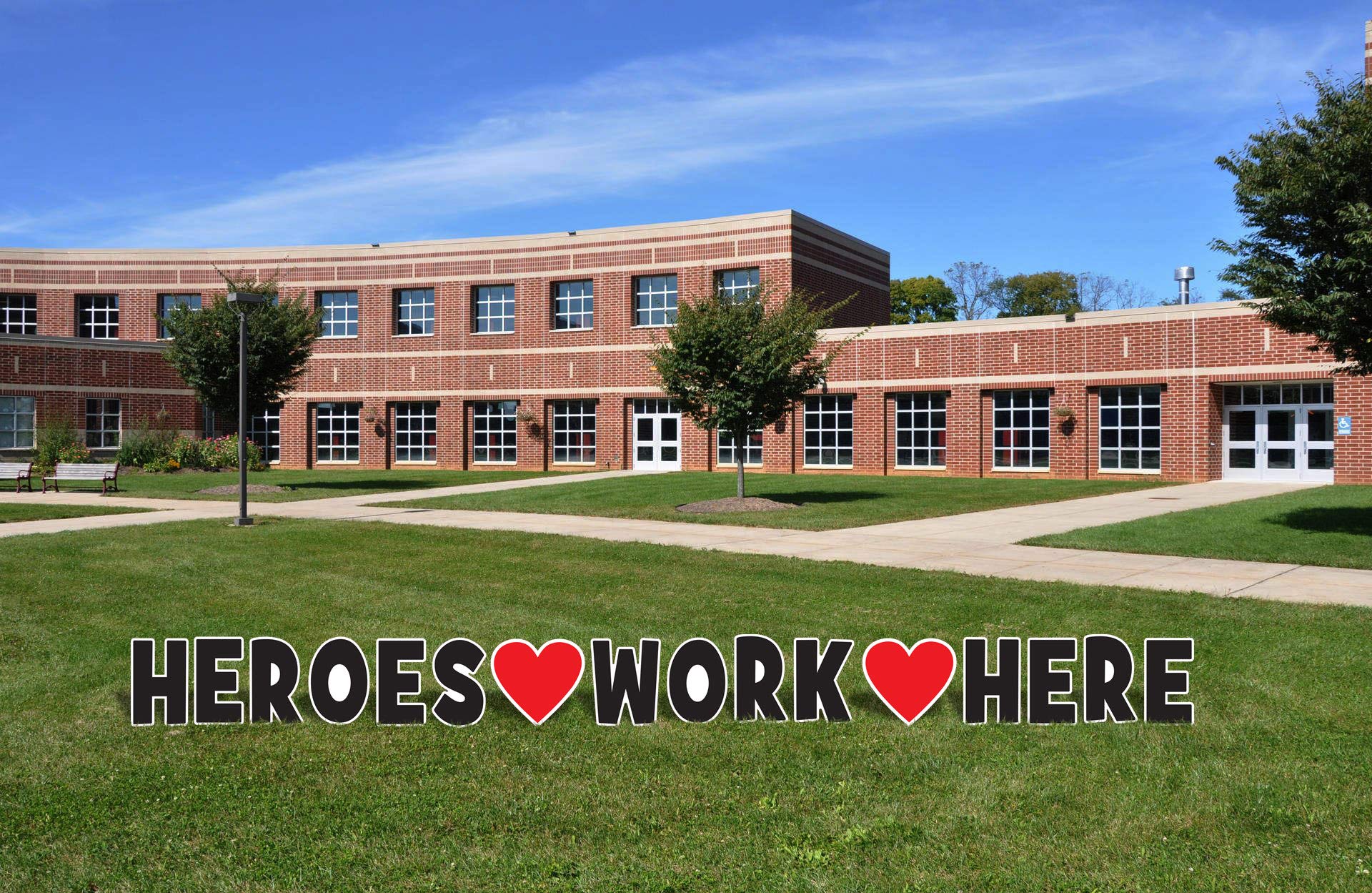 Amazon.com : Pro-Tuff Decals Yard Sign Letters Heroes Work Here with ...