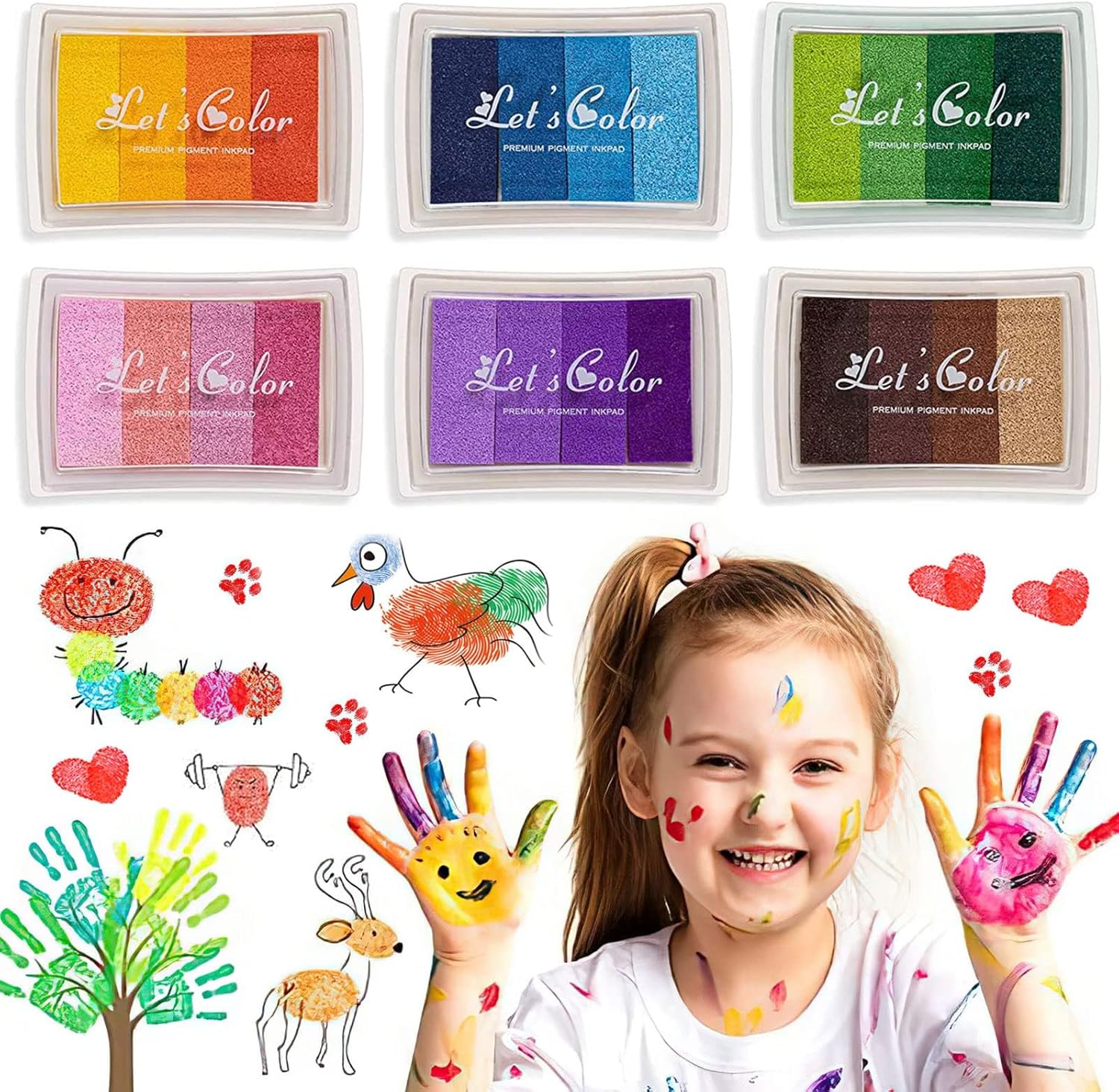 Craft Ink Pad, 6 Gradient Colors Washable Ink Pads, Stamp Ink Pad for ...