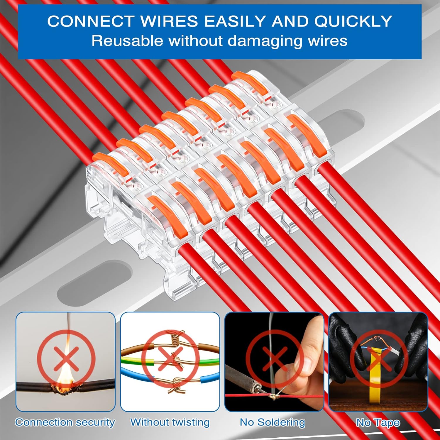 Buy DIN Rail Terminal Blocks Kit Transparent Aluminum Guide Rail ...