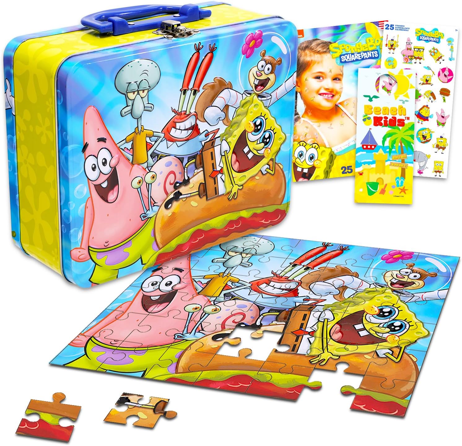 Amazon.com: Spongebob Tin Lunch Box Puzzle Bundle - Spongebob ...