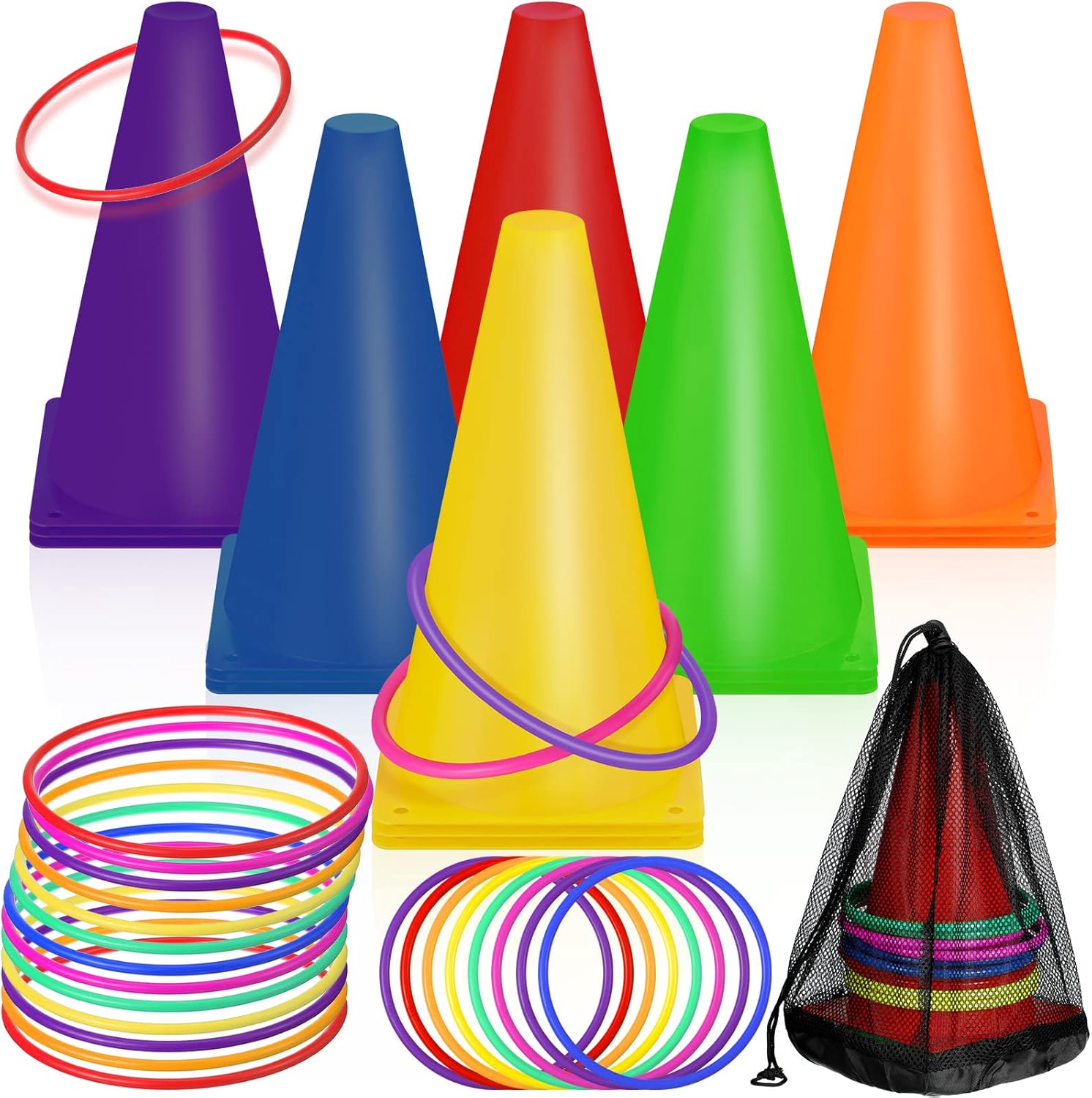 Amazon.com : 81 Pcs Plastic Cones Ring Toss Combo Set Outdoor Carnival ...