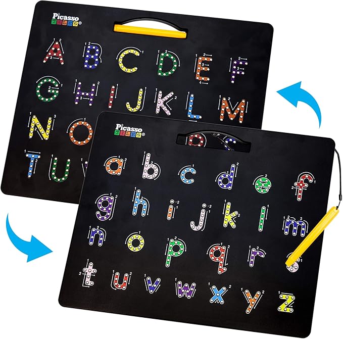 Amazon.com: PicassoTiles 2-in-1 Double Sided Magnetic Alphabet Board ...