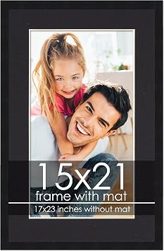 Amazon.com - 15x21 Frame with Mat - Black 17x23 Frame Wood Made to ...