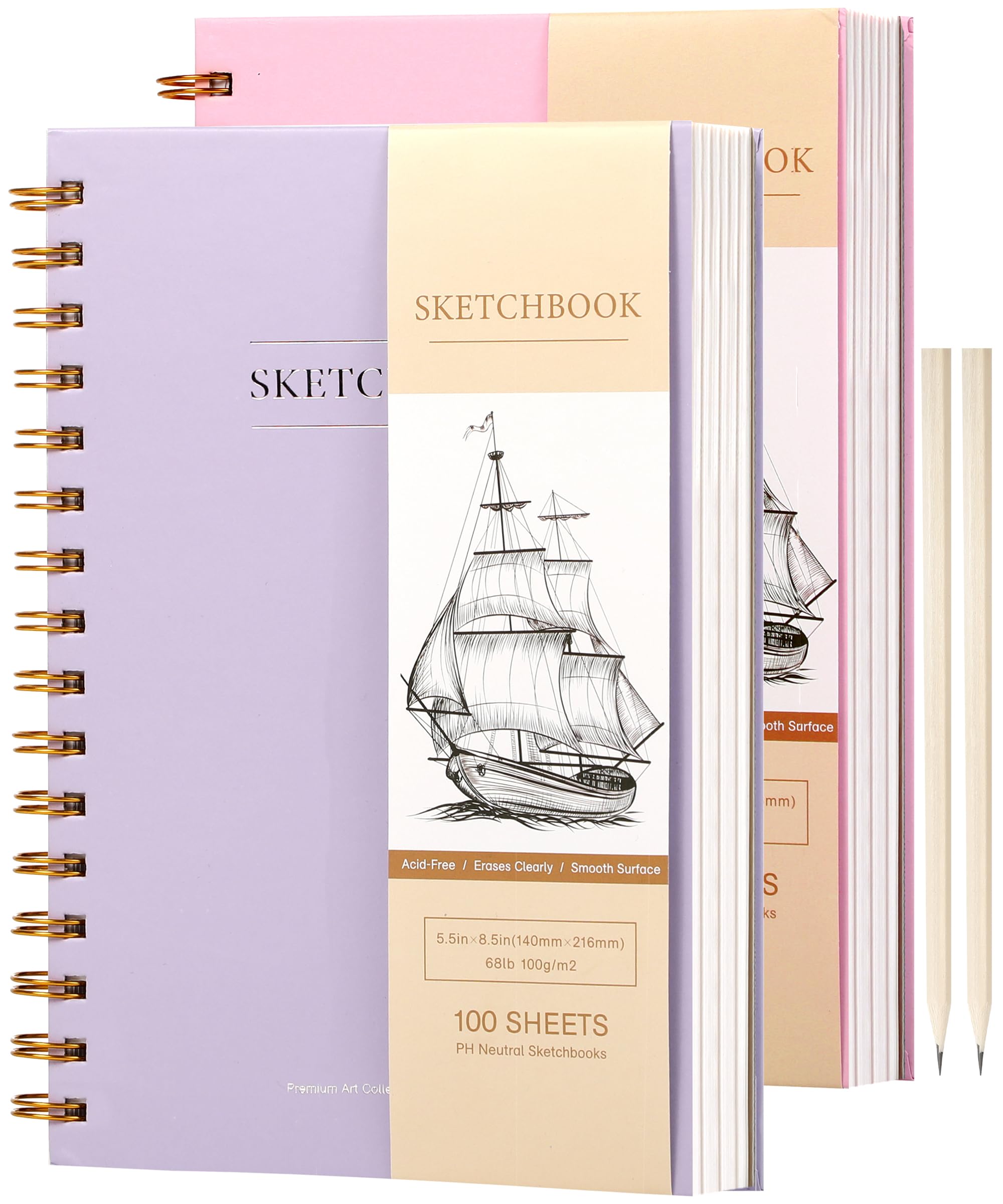 Amazon.com: Yoment 2 Pack 5.5" x 8.5" Sketchbook for Drawing Small ...