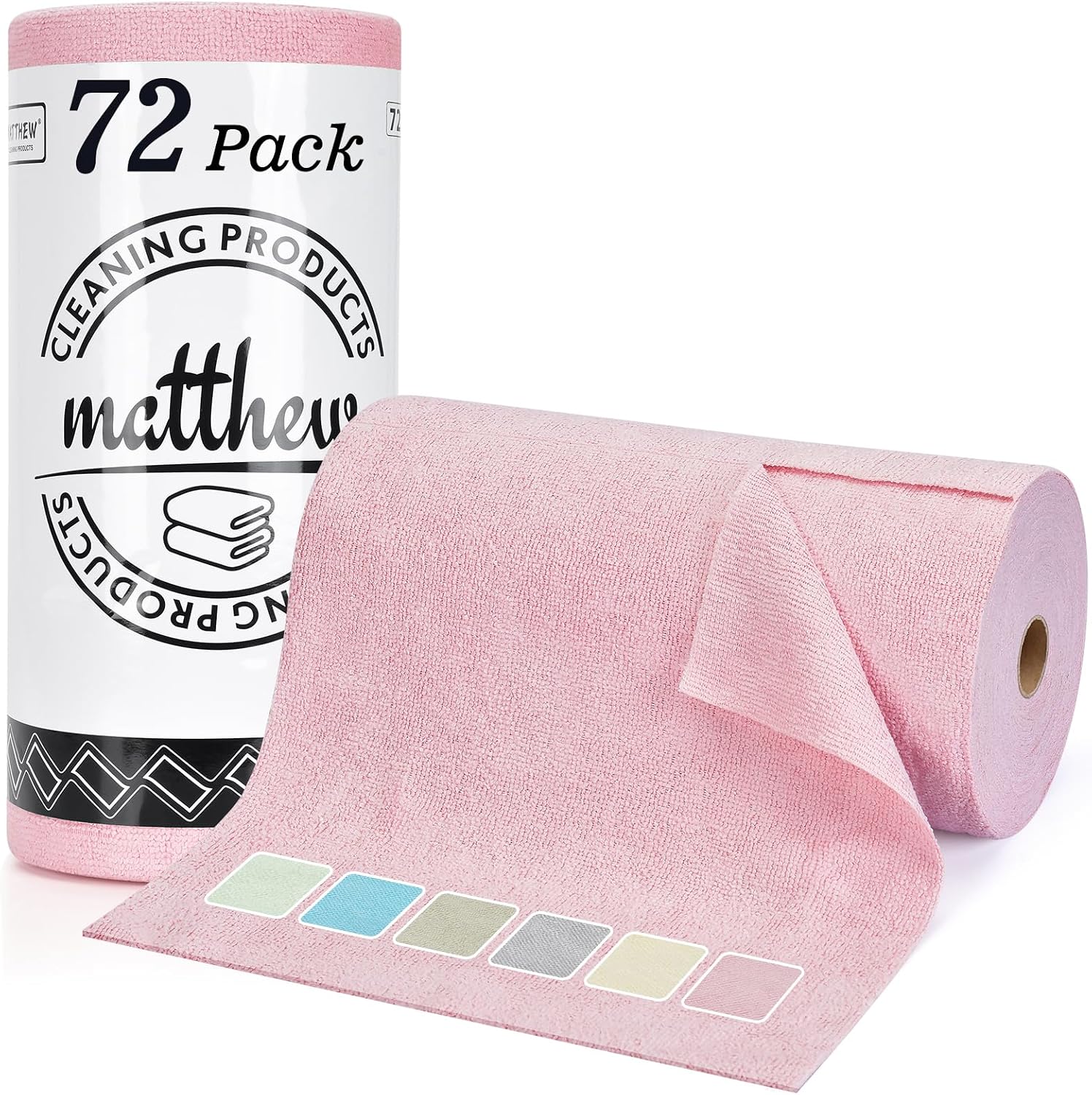 Amazon.com: Matthew Microfiber Cleaning Cloth Roll 72Pack (12" x 12 ...