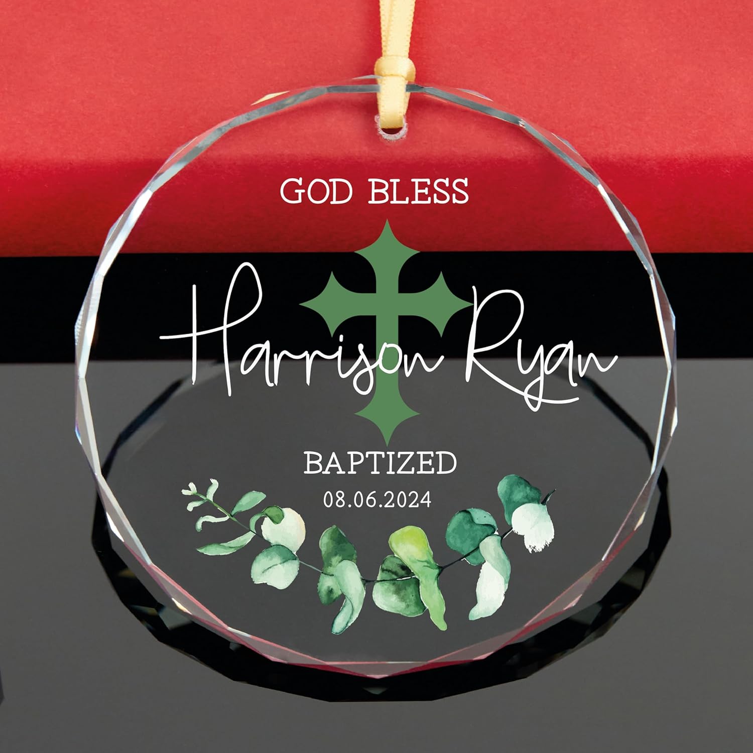 Amazon.com: Personalized Baby Baptism Glass Ornament for Boys and Girls ...