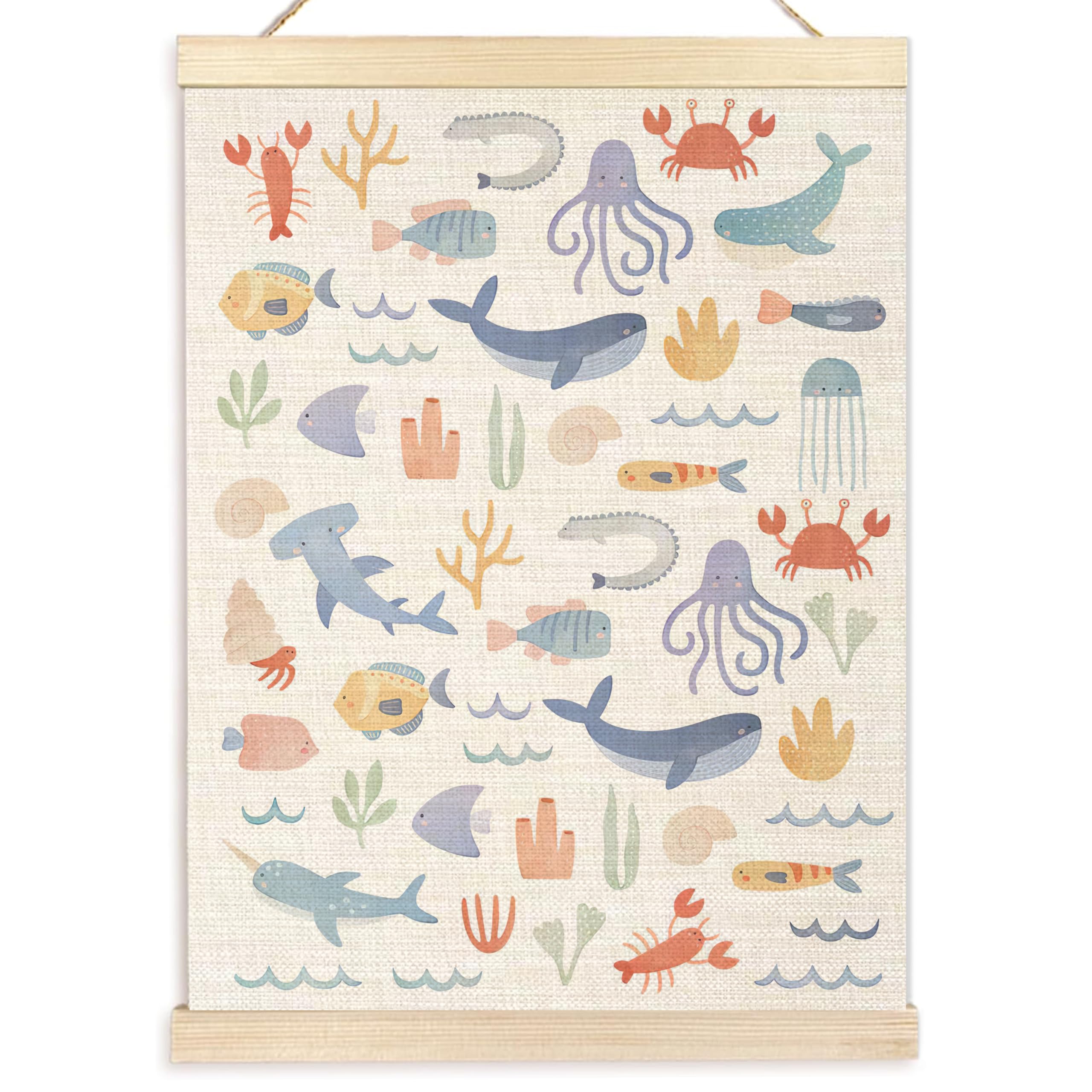 Amazon.com: Ecezatik Ocean Nursery Decor, Danish Pastel Ocean Animals ...