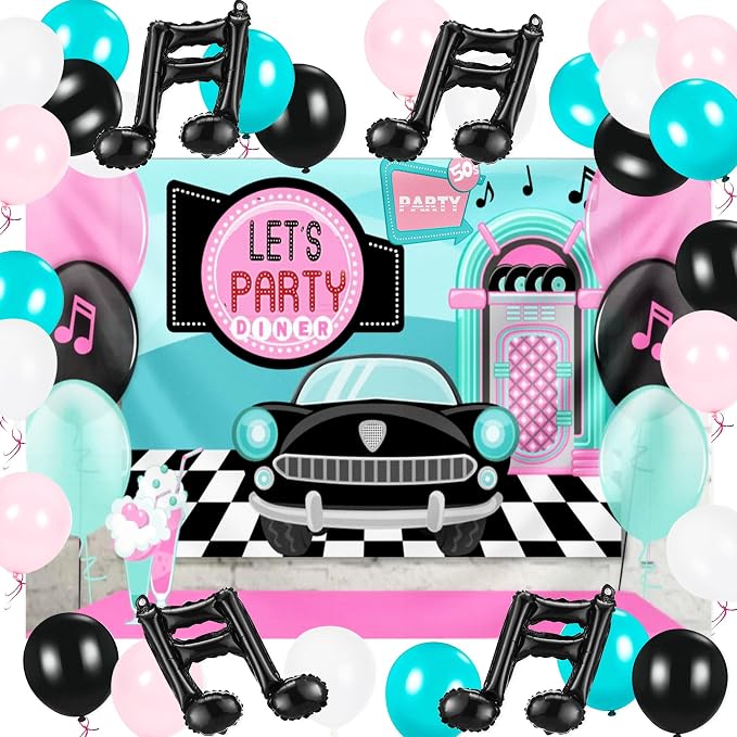Amazon.com: JeVenis 50's Party Decorations Rock Roll Party Back to 50's ...