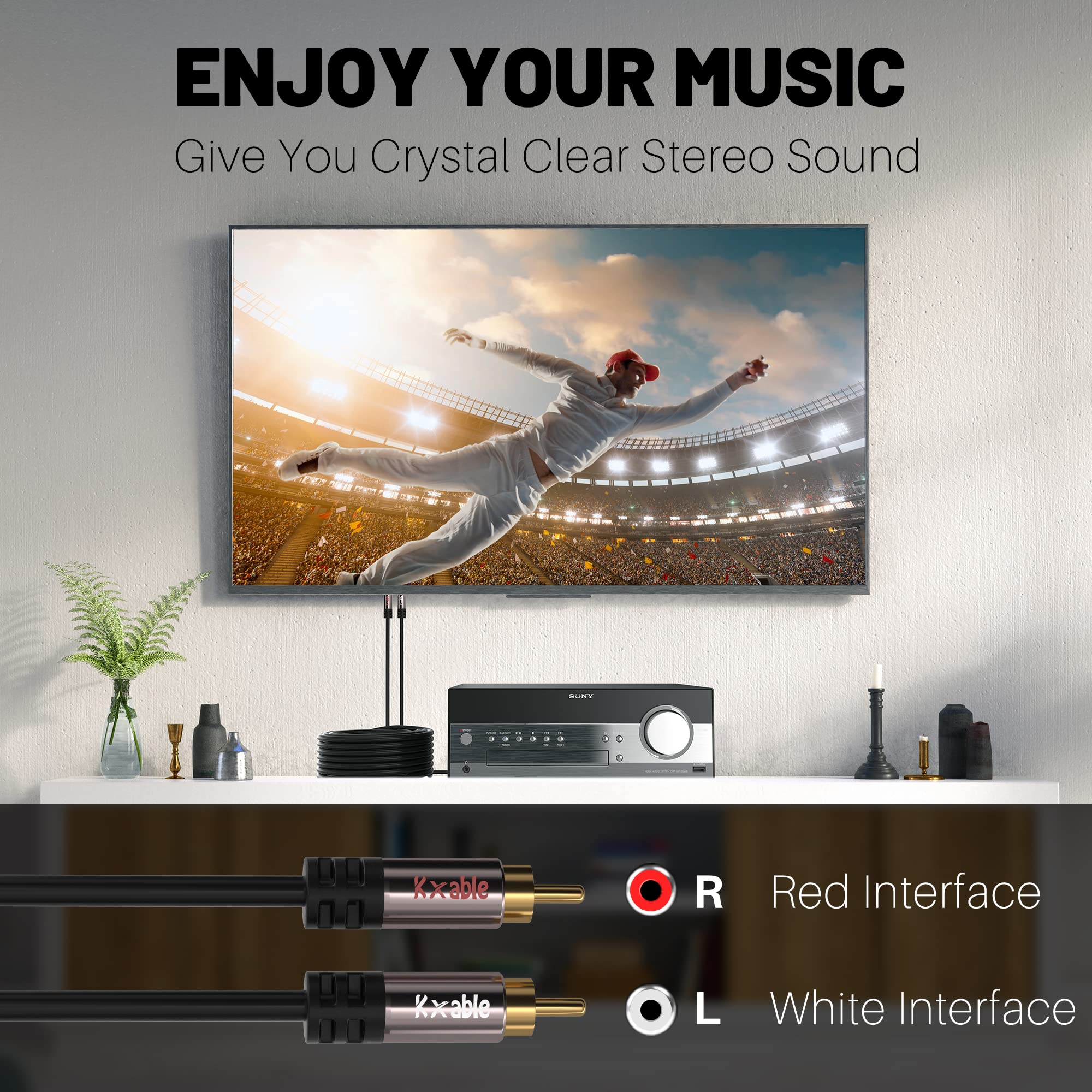 Snapklik.com : RCA Cable 8FT, 2RCA Male To 2RCA Male Stereo Audio Cable ...