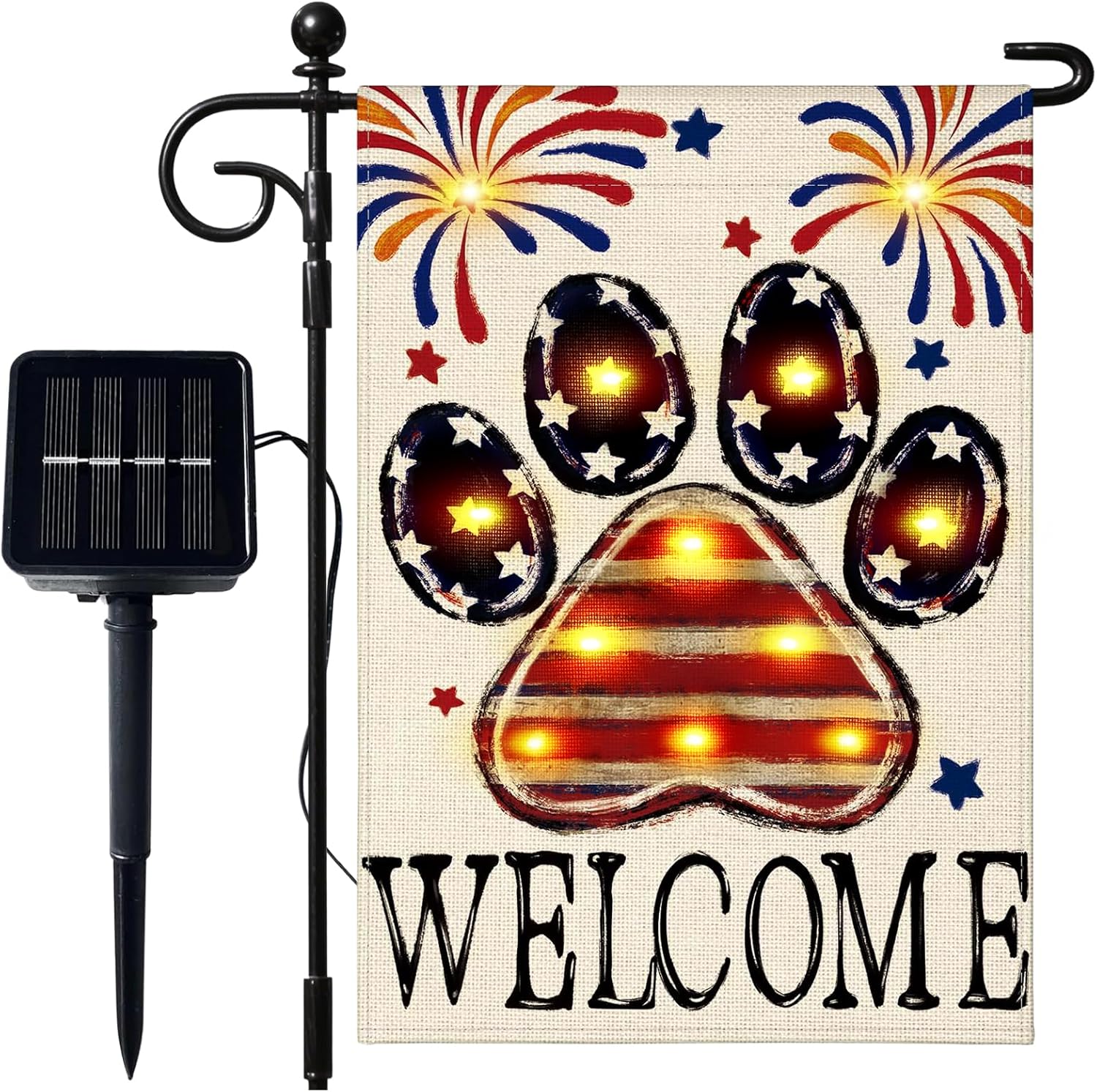 Amazon.com : Artscope Lighted Patriotic 4th of July Garden Flag 12x18 ...
