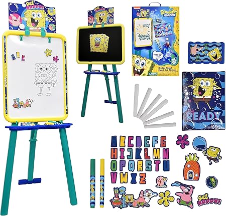 Amazon.com: Spongebob Kids Art Easel, Standing Magnetic Whiteboard and ...