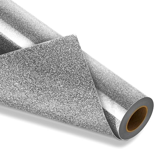 Amazon.com: VinylRus Silver Glitter HTV Heat Transfer Vinyl Roll-12 x ...