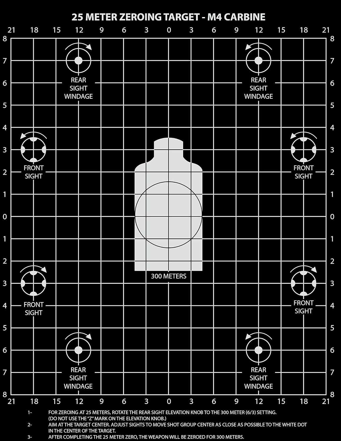 Amazon.com : M4 Carbine 25 Meter Zeroing Target on EZ Peel Notepad ...