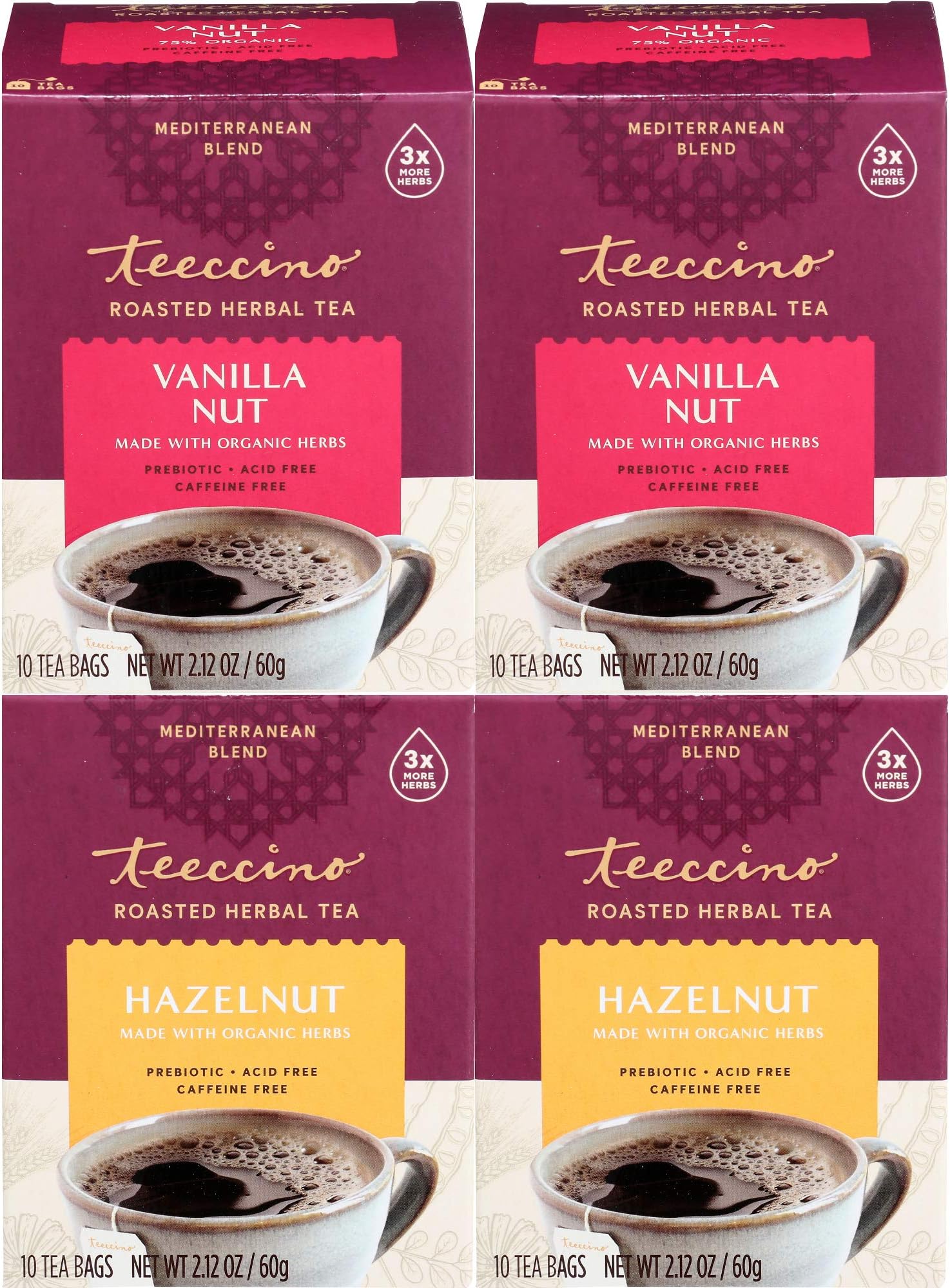 Amazon.com : Teeccino Hazelnut & Vanilla Nut Herbal Tea Variety Pack ...