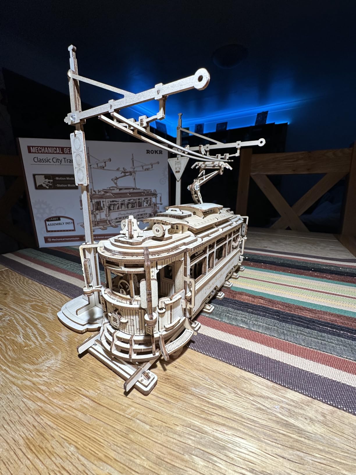 ROBOTIME 3D Wooden Puzzle Gear Drive Tram, Mechanical Model Building ...