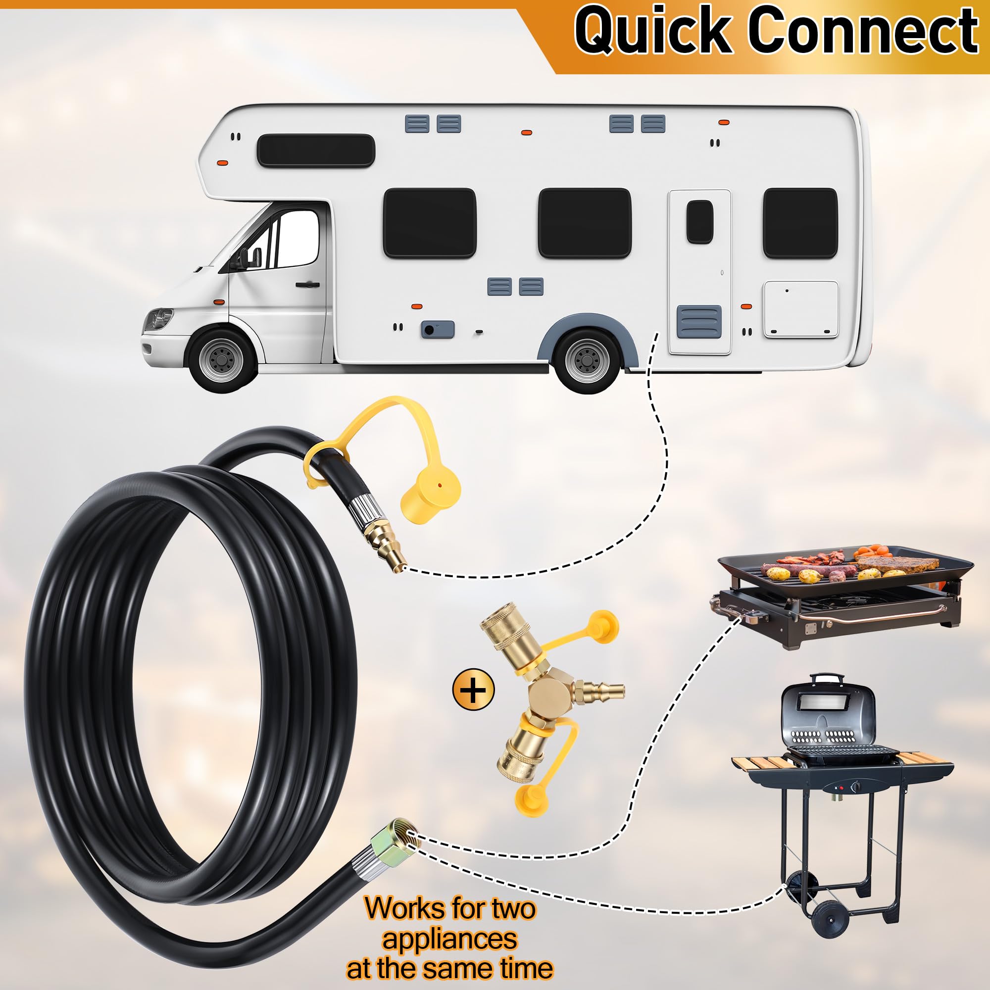 Snapklik.com : Dunkive 2 Pcs 12 FT Propane Quick Connect Hoses With1/4 ...