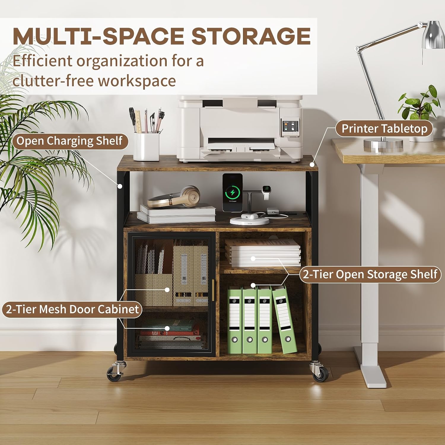 Printer Stand with Storage, File Cabinet w/Wheels Philippines | Ubuy