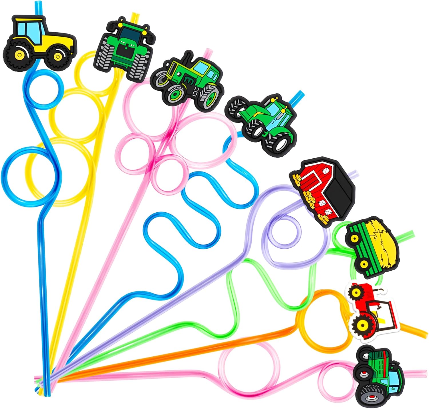 Amazon.com: SODWINCO 24PCS Tractor Drinking Crazy Straws for Kids ...