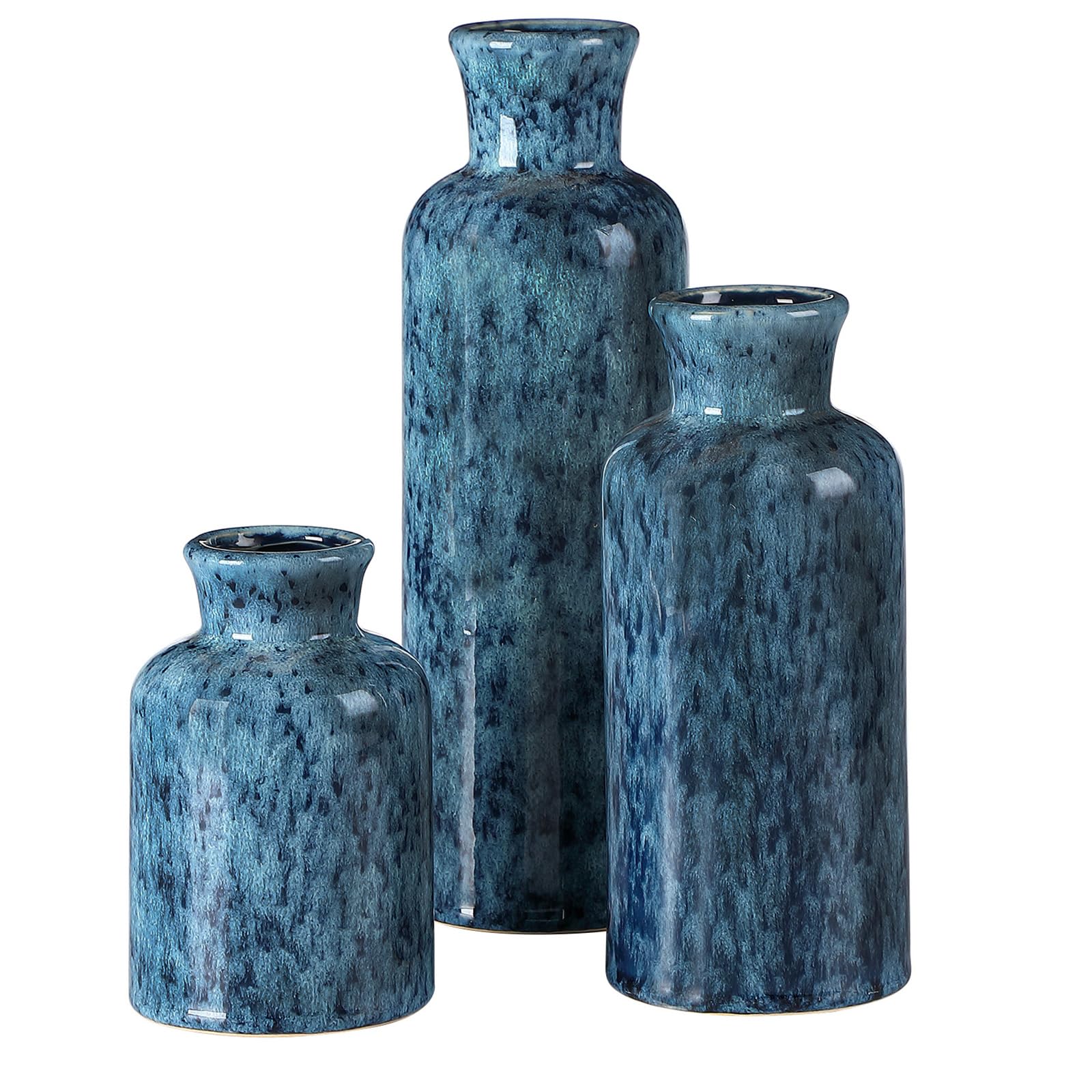 Amazon.com: CWLWGO-Blue Ceramic Vases Set - Small Blue Vases, Farmhouse ...