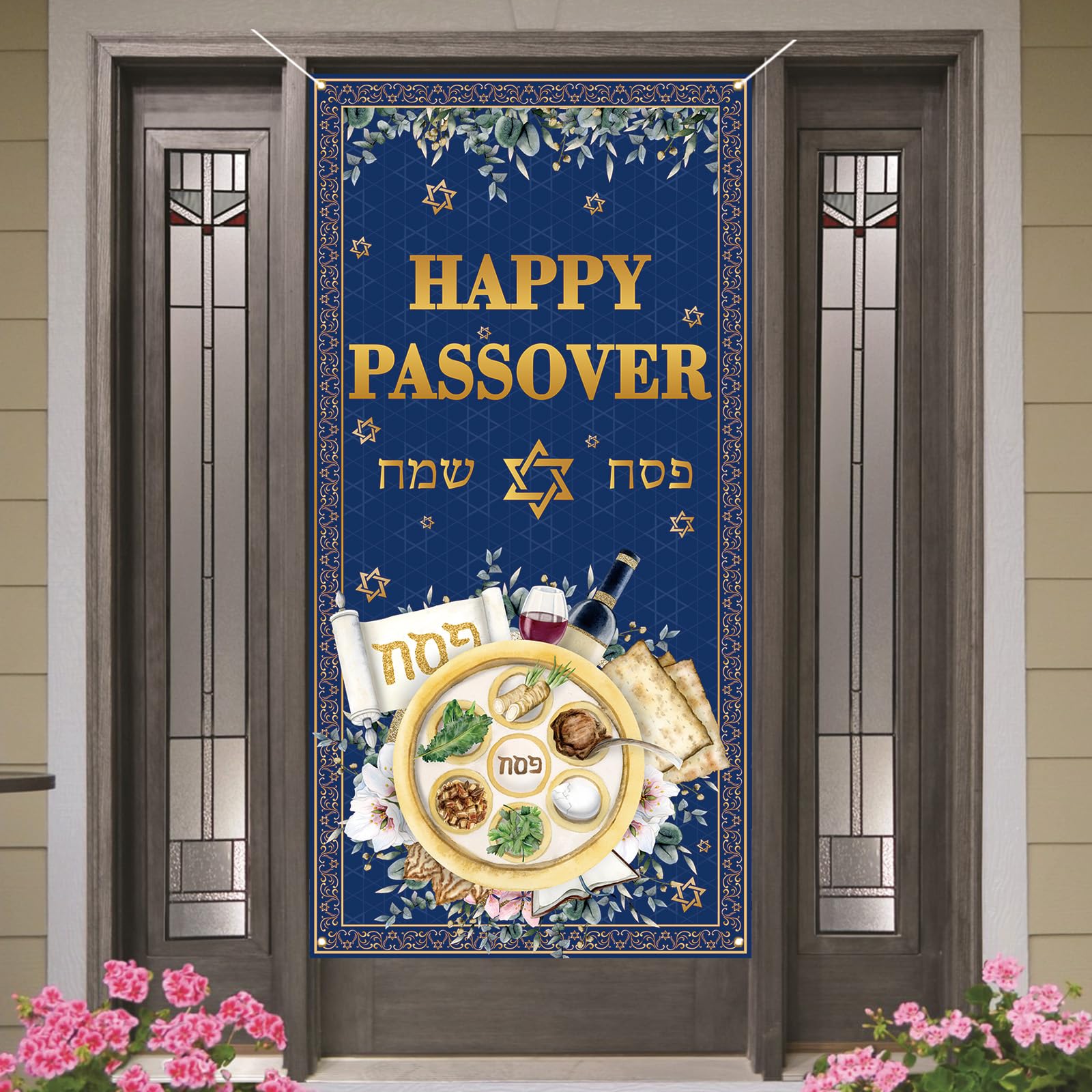 Snapklik.com : Jiudungs Blue Happy Passover Door Cover Passover Photo ...