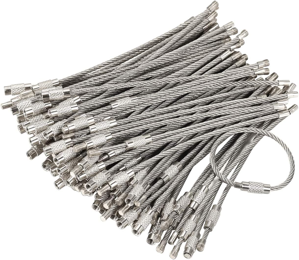 Amazon.com: CrocSee 4 Inches Key Rings Stainless Steel Wire Keychains ...