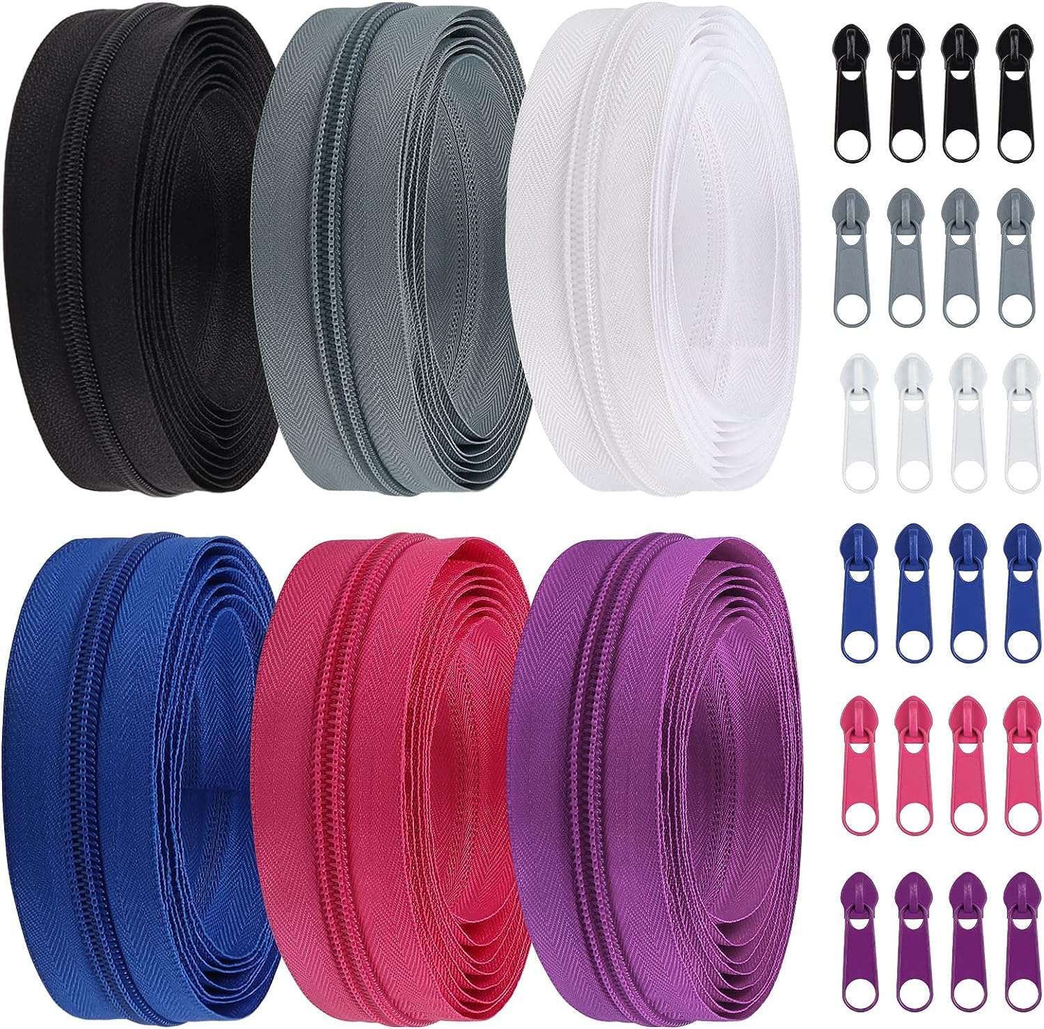 Amazon.com: DOITEM 13 Yards 6 Pieces #5 Sewing Zippers Assorted Nylon ...