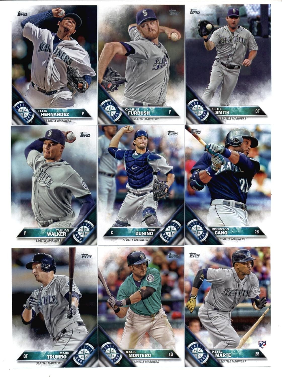 Amazon.com: 2016 Topps Baseball Series 1 Seattle Mariners Team Set of ...