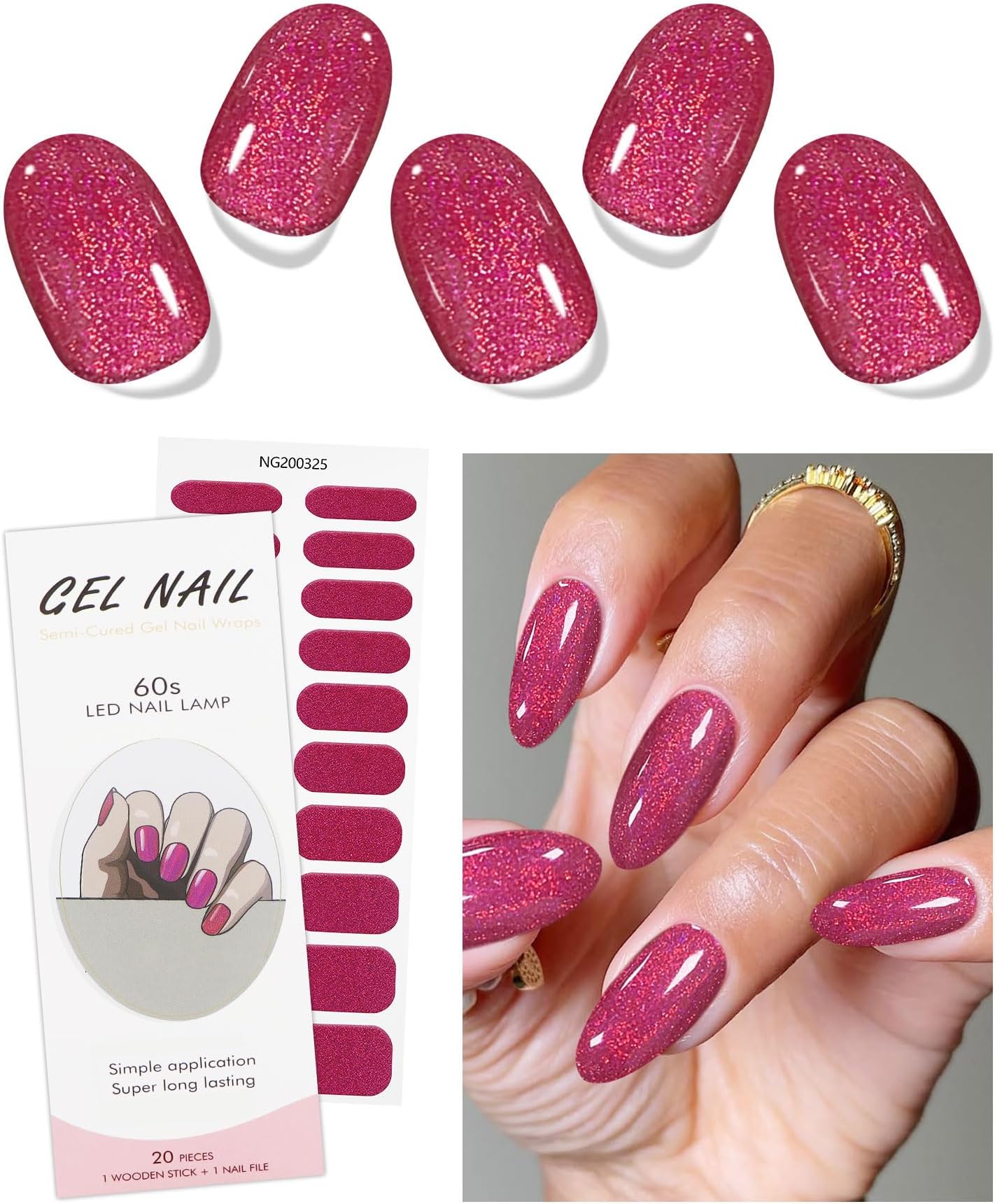 Amazon.com: JMEOWIO Gel Nail Stickers Dark Blue Semi Cured Gel Nail ...