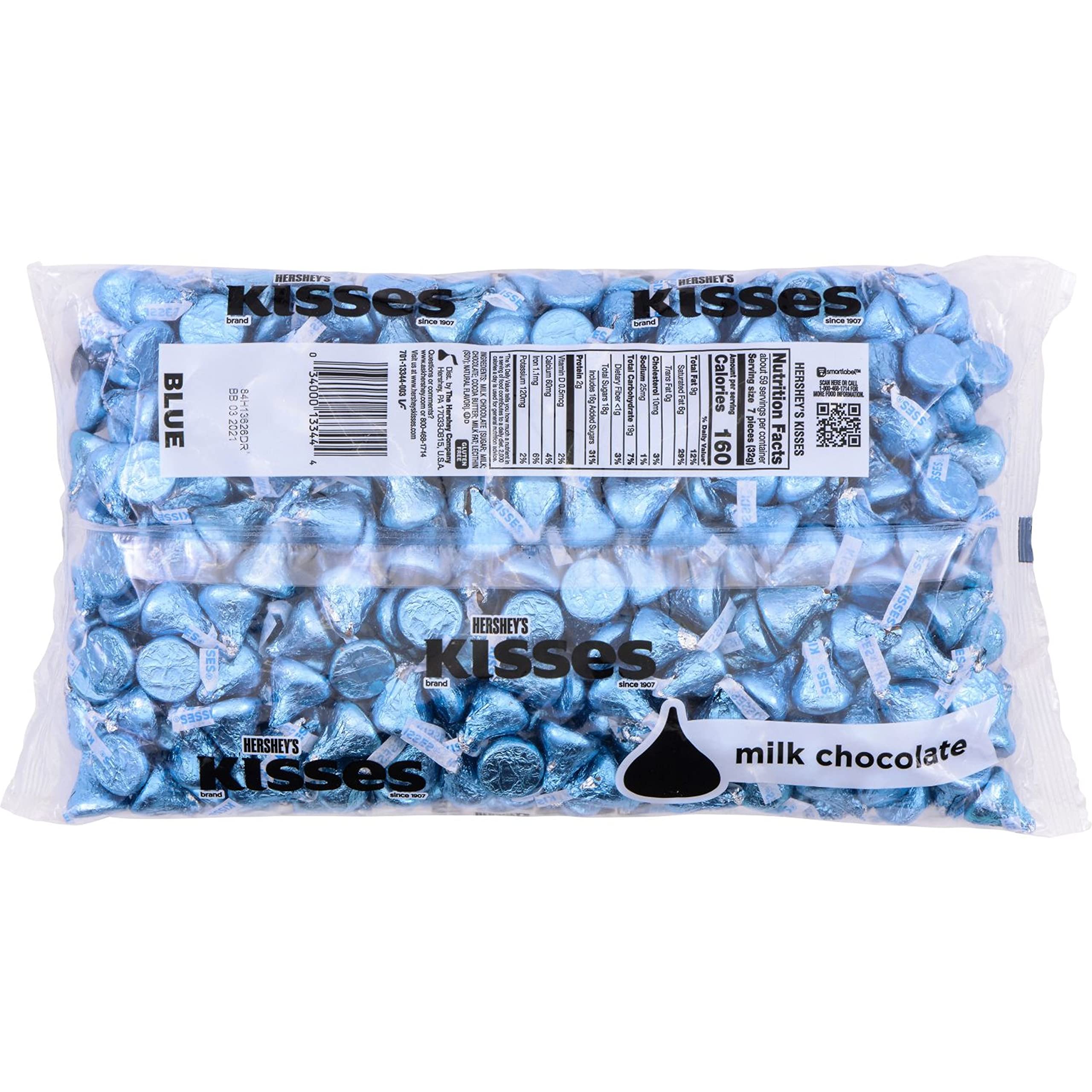 Buy HERSHEY'S KISSES Blue Foils Milk Chocolate Candy, Bulk, 66.7 oz Bag ...