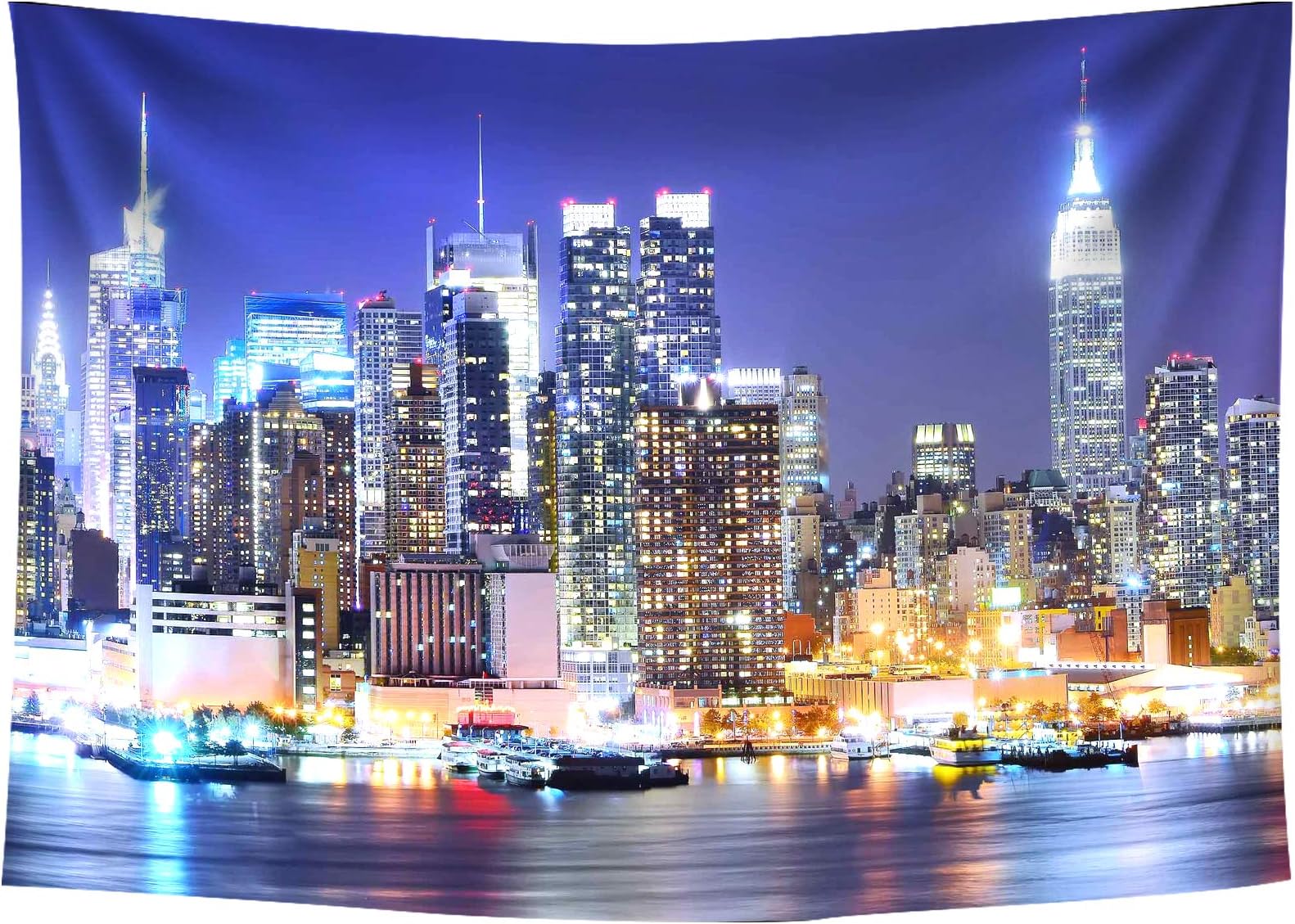 Amazon.com : BINQOO New York City Backdrop Manhattan Night Scene ...