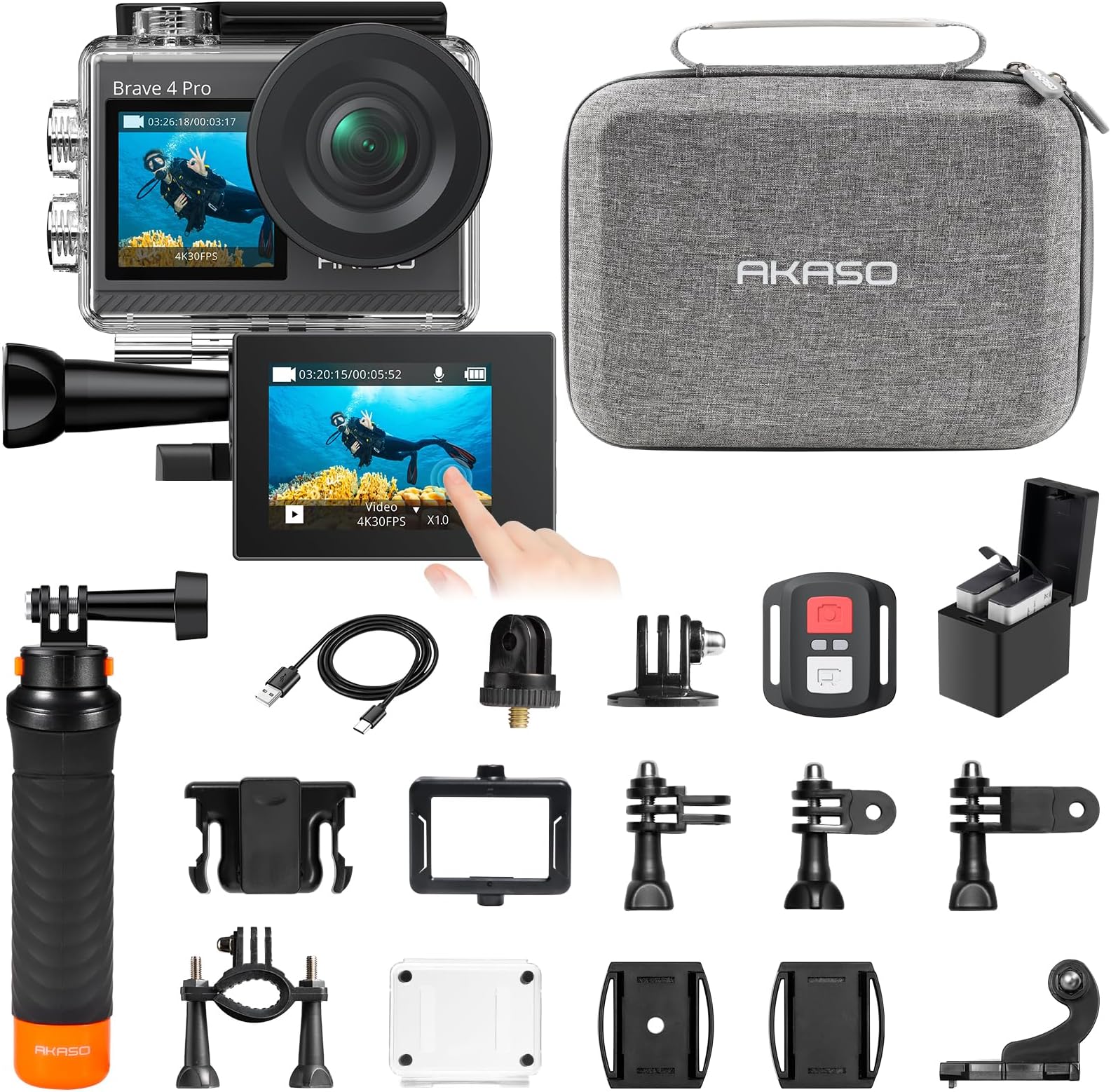 Amazon.com : AKASO Brave 4 Action Camera with Waterproof Floating Hand ...