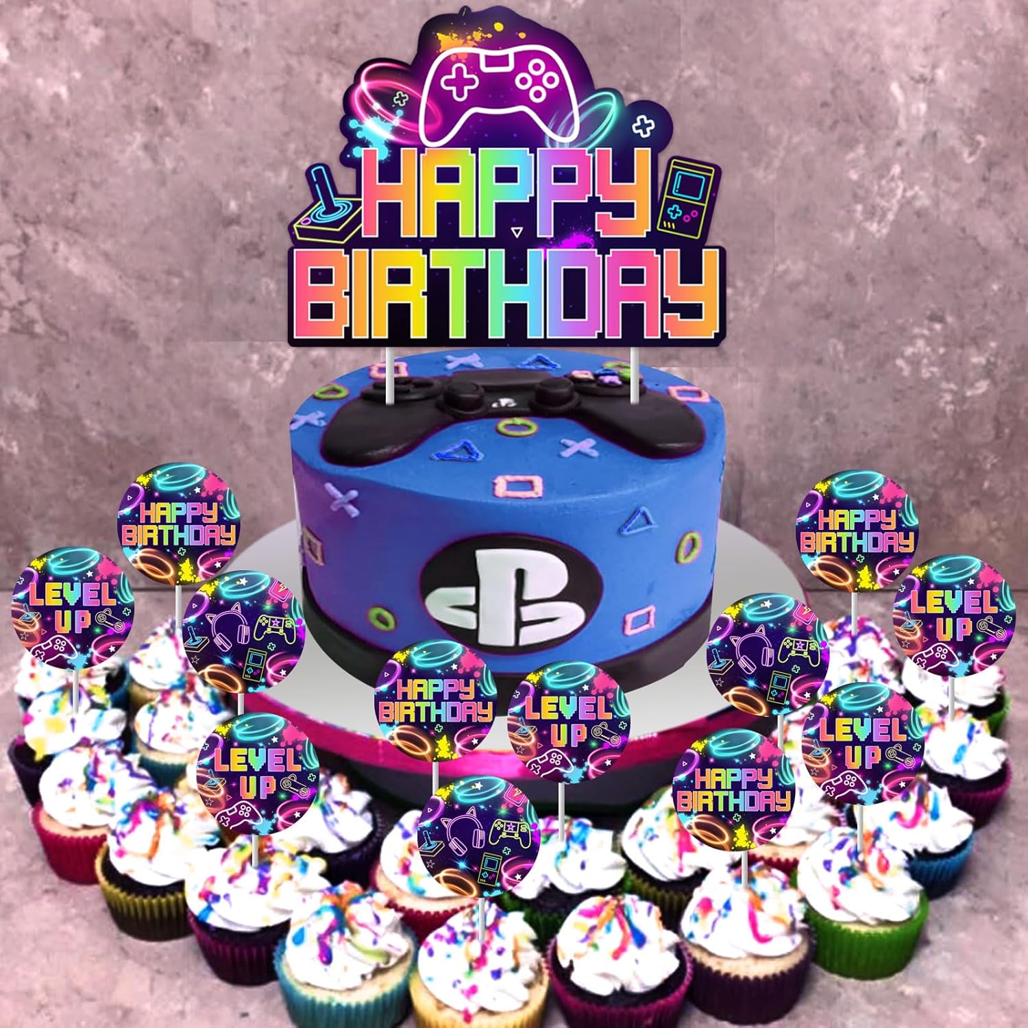 Video Game Cake Cupcake Toppers, Level Up Video Game Chile | Ubuy
