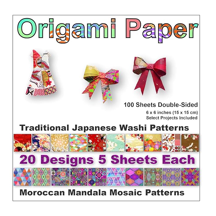 Buy Premium Origami Paper of Japanese Washi and Moroccan Mosaic ...