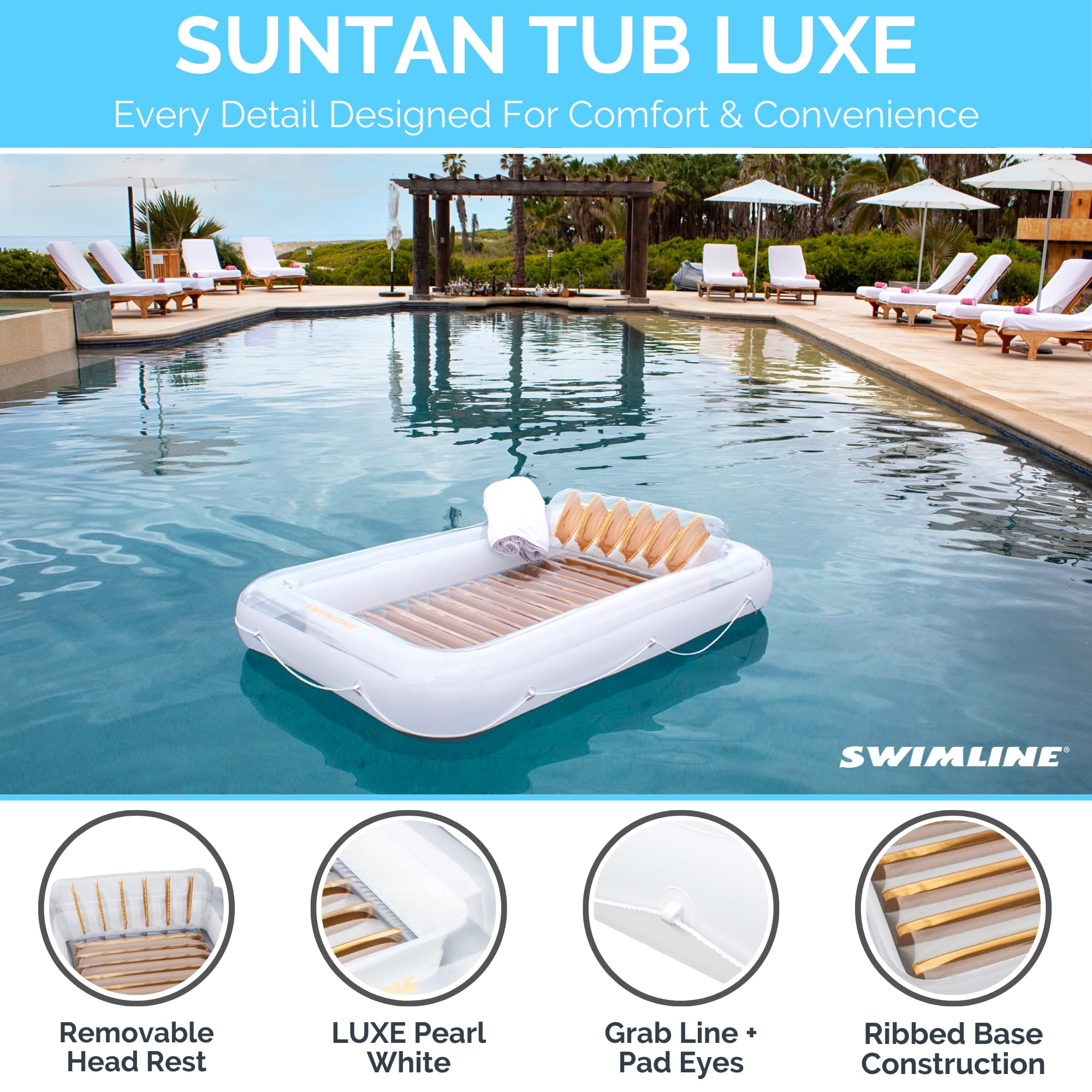 Snapklik.com : SWIMLINE Suntan Tub Classic Inflatable Tanning Lounge Float