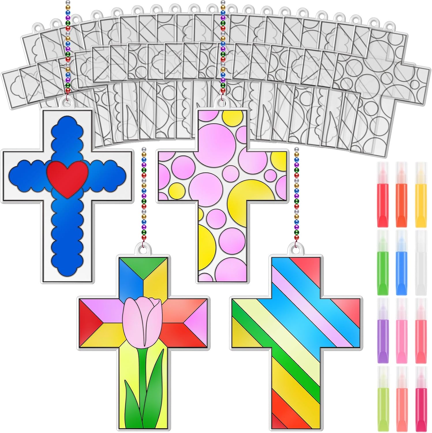 Amazon.com: Blueweenly 36 Pcs Valentine's Day Christian Crafts Cross ...