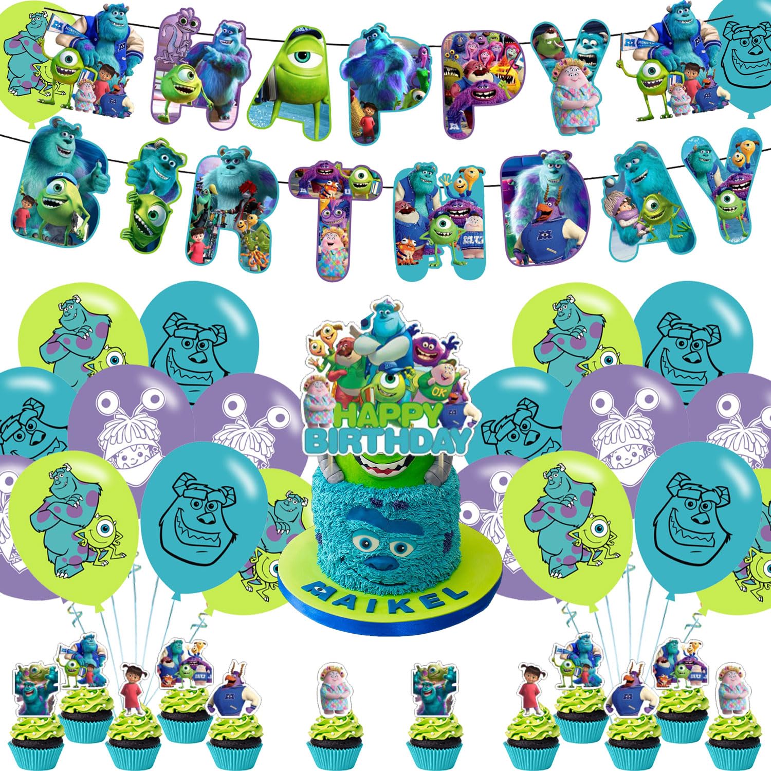 Buy 𝓜𝓸𝓷𝓼𝓽𝓮𝓻𝓼 𝓘𝓷𝓬 Themed Birthday Party Supplies Set Happy Birthday ...