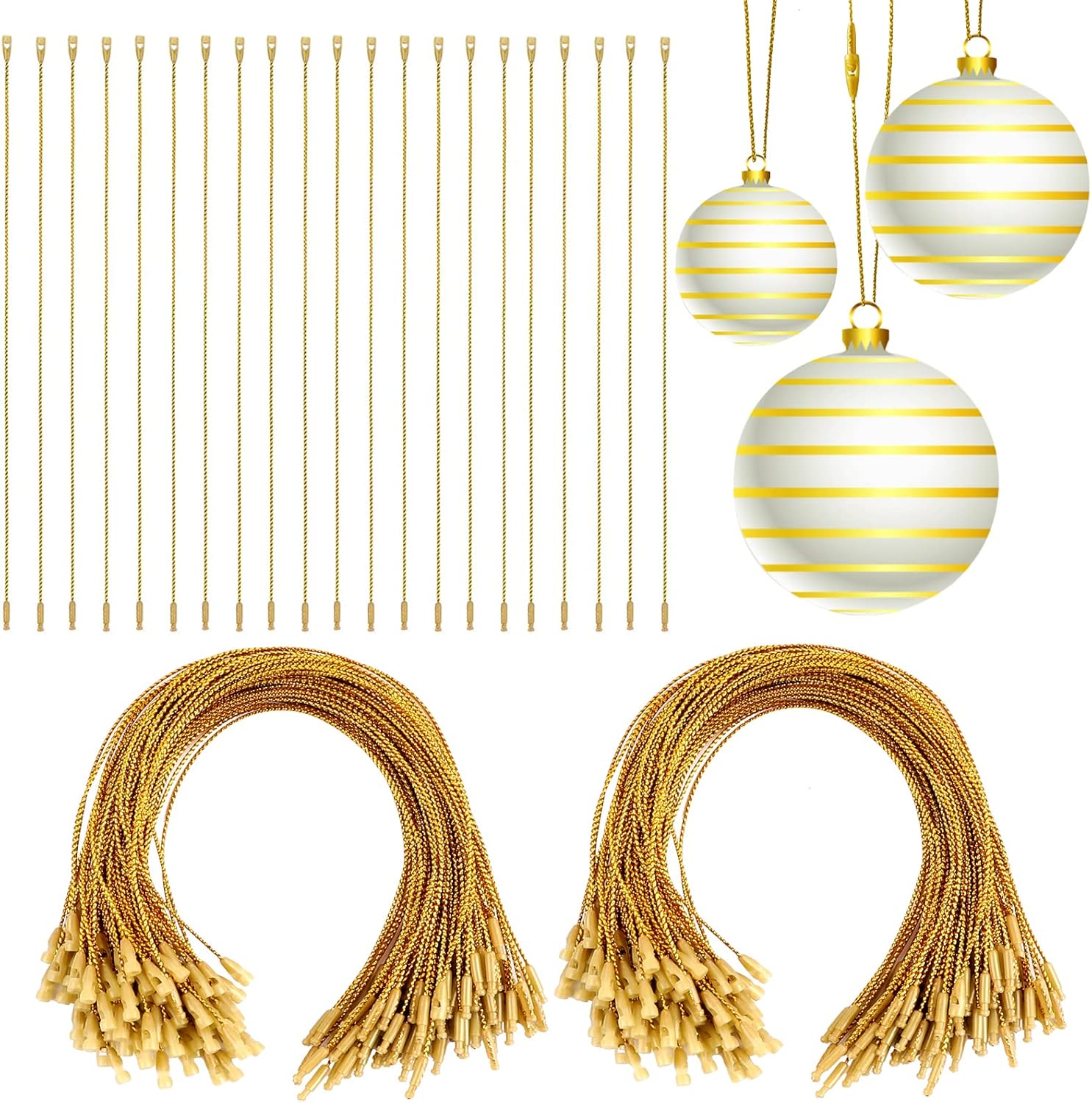 XIMISHOP 140PCS Christmas Ornament Hangers String, Gold Christmas ...