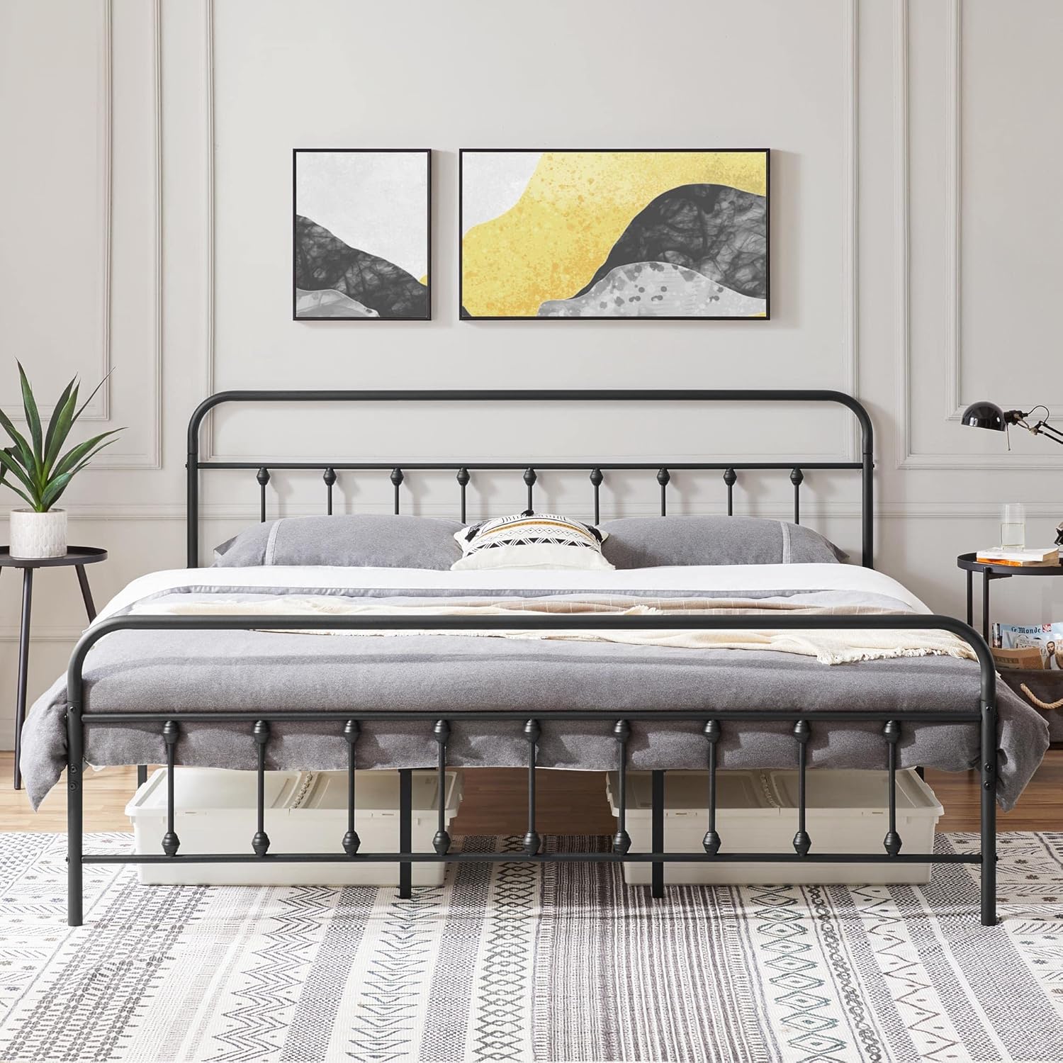 Amazon.com: Yaheetech Classic Metal Platform Bed Frame Mattress ...