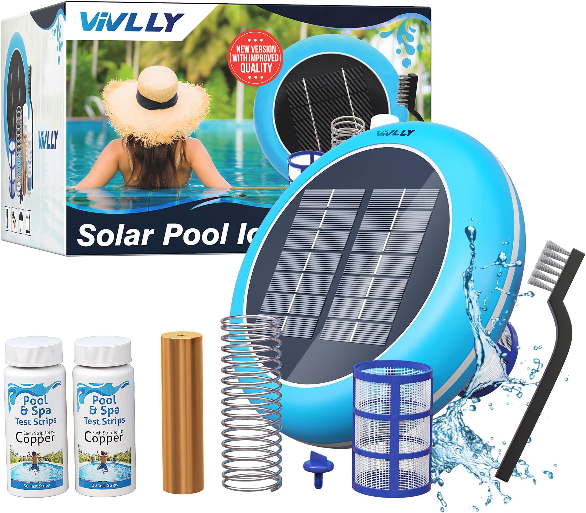 Amazon.com : AWSINE Swimming Pool Solar Pool Ionizer Water Cleaner ...