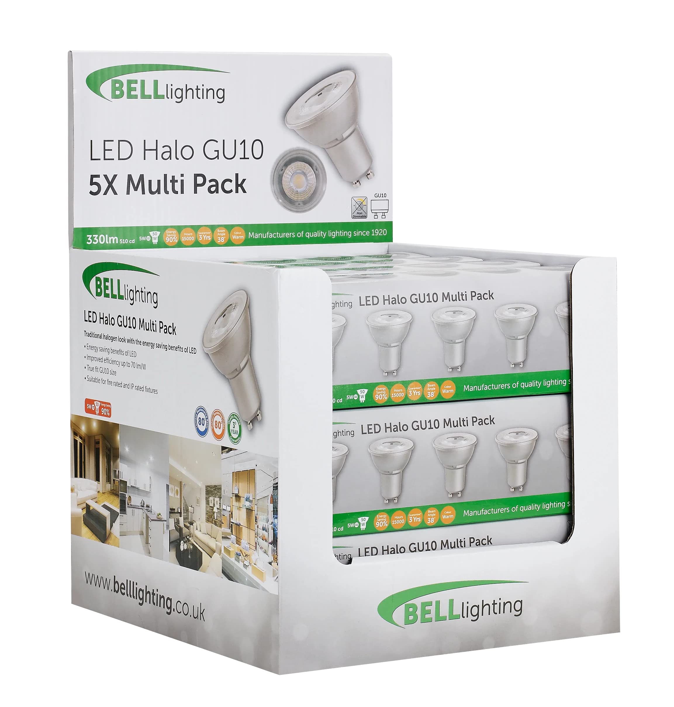 Bell Eco LED Halo GU10 5W Cool White 38 Degrees(Pack of 5) : Amazon.co ...