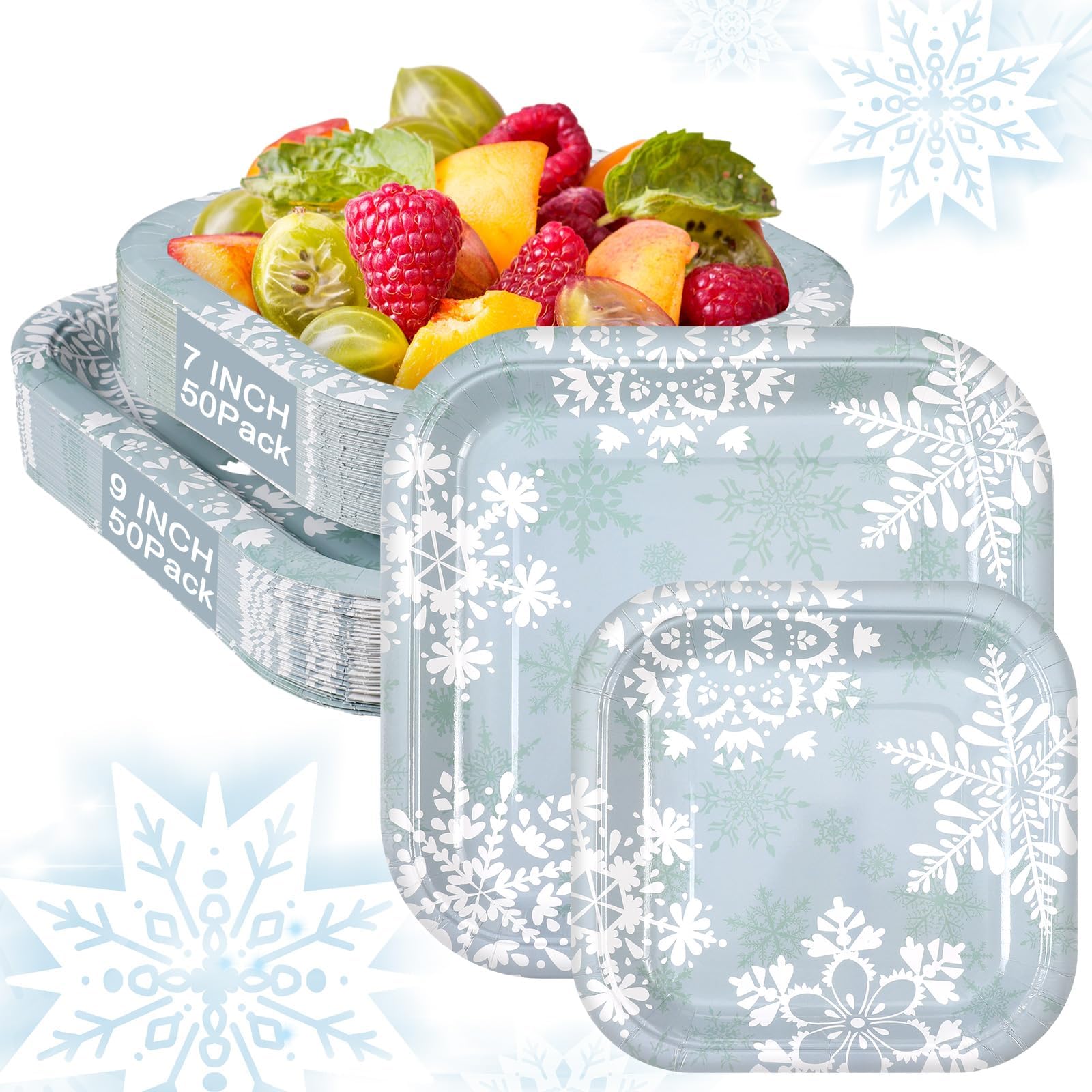 Amazon.com: ECOHOLA Winter Party Dinnerware Set, 9.2" Paper Dinner ...