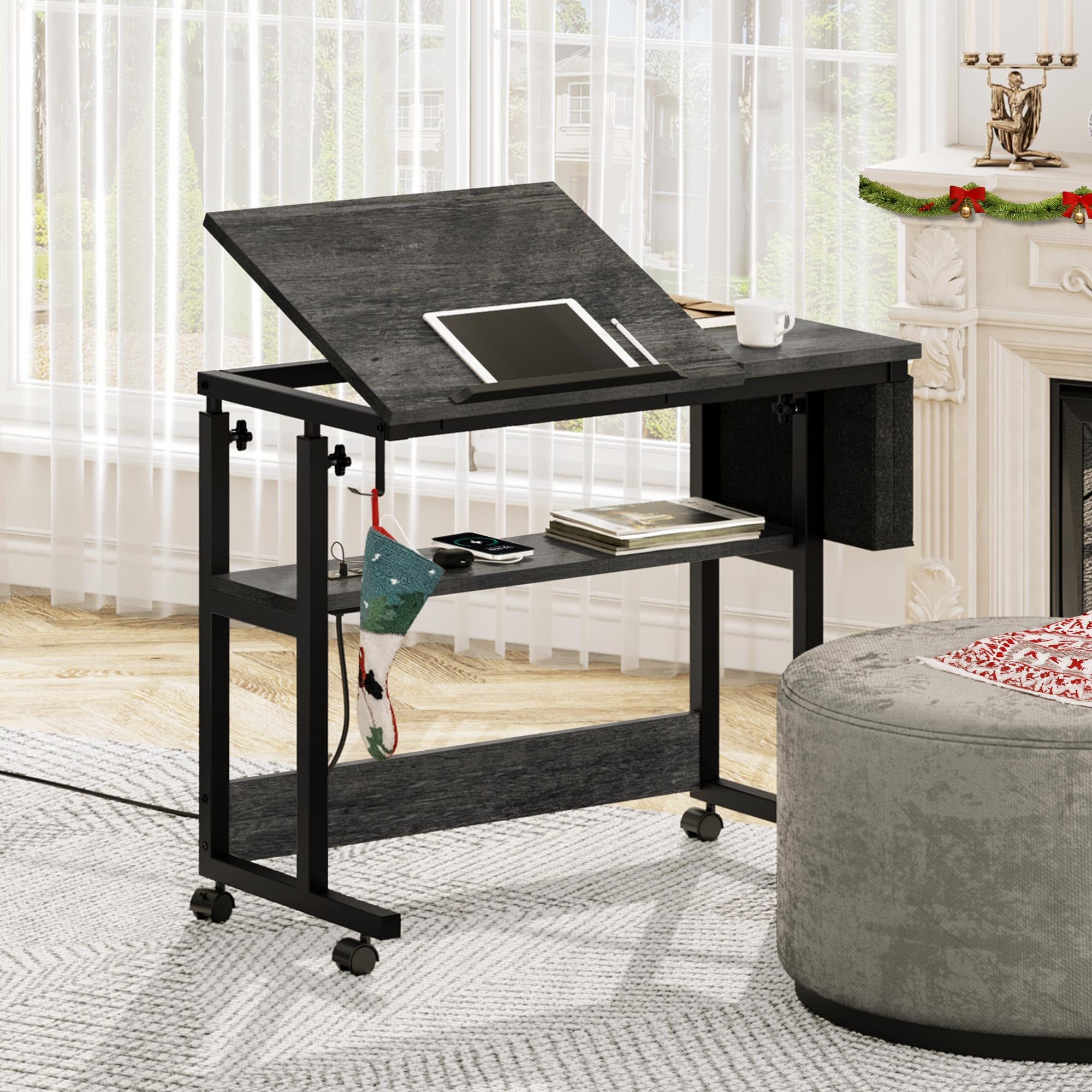 Amazon.com: YITAHOME Height Adjustable Table with Charging Station ...