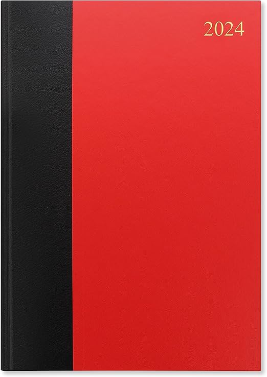 Letts Standard A4 two pages per day 2024 diary - red/black : Amazon.co ...