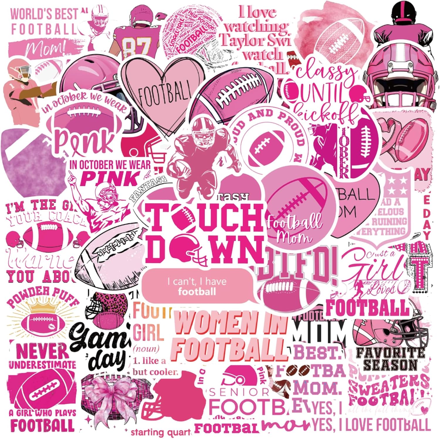 Amazon.com: 50 PCS Pink Football Stickers,Sports Aesthetic Stickers for ...