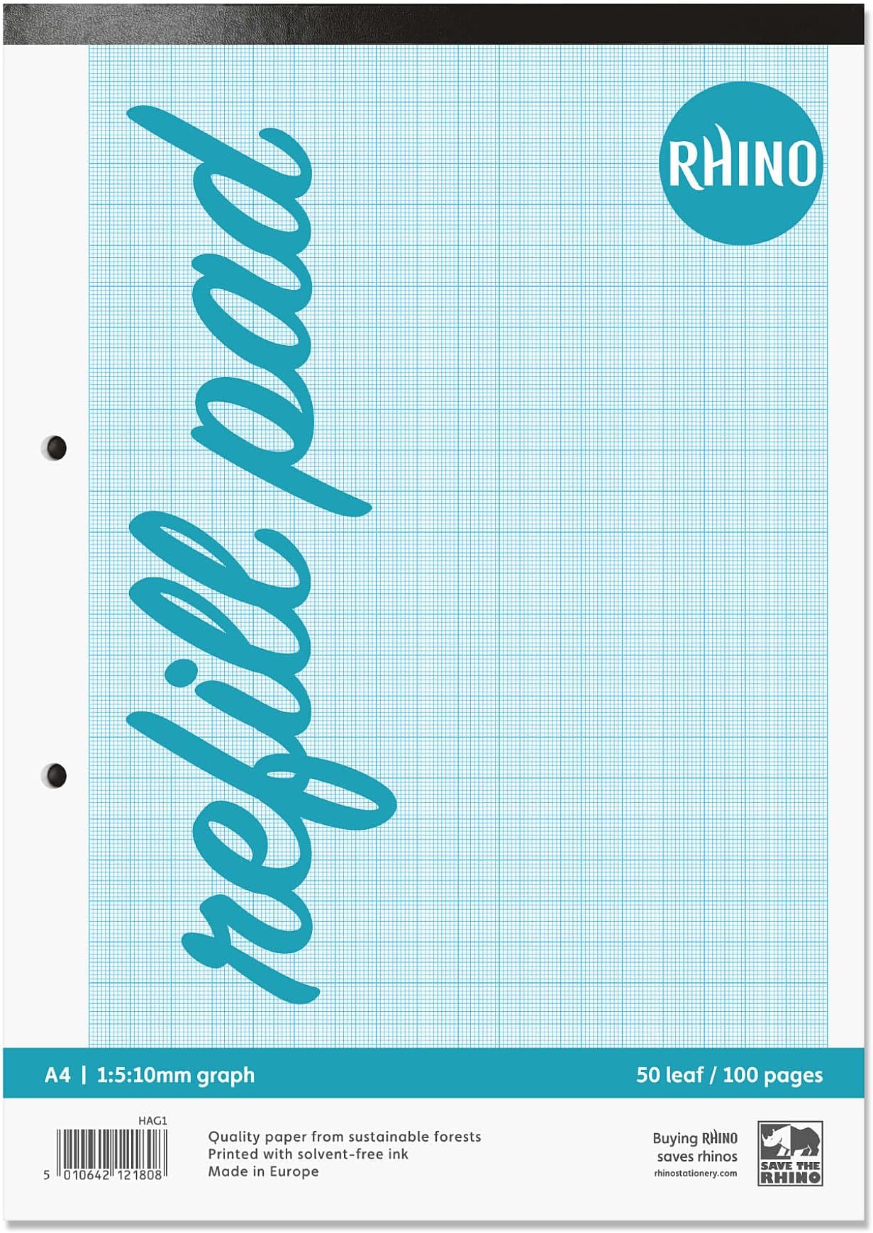 RHINO Graph Paper A4 Pad, 100 Page / 1:5:10mm Ruling, 1 Pack, Grid ...