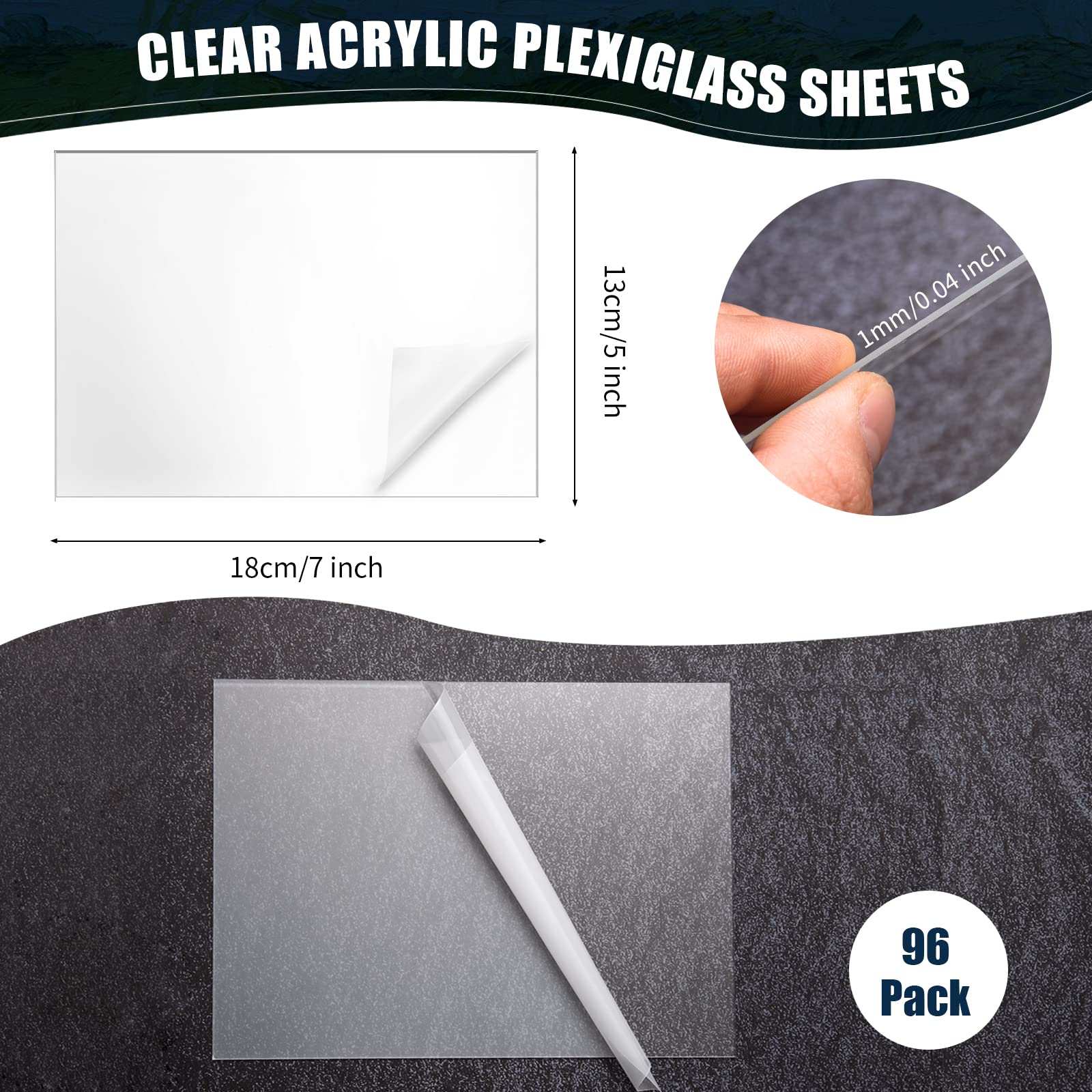 Snapklik.com : 96 Pack Clear Acrylic Sheets Plexiglass Sheets 7x5-0.04 ...