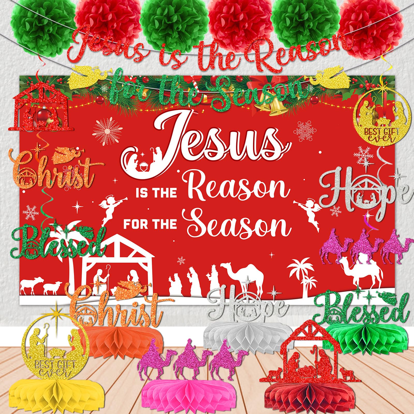 Amazon.com: Jesus Christmas Decorations Jesus Is the Reason for the ...