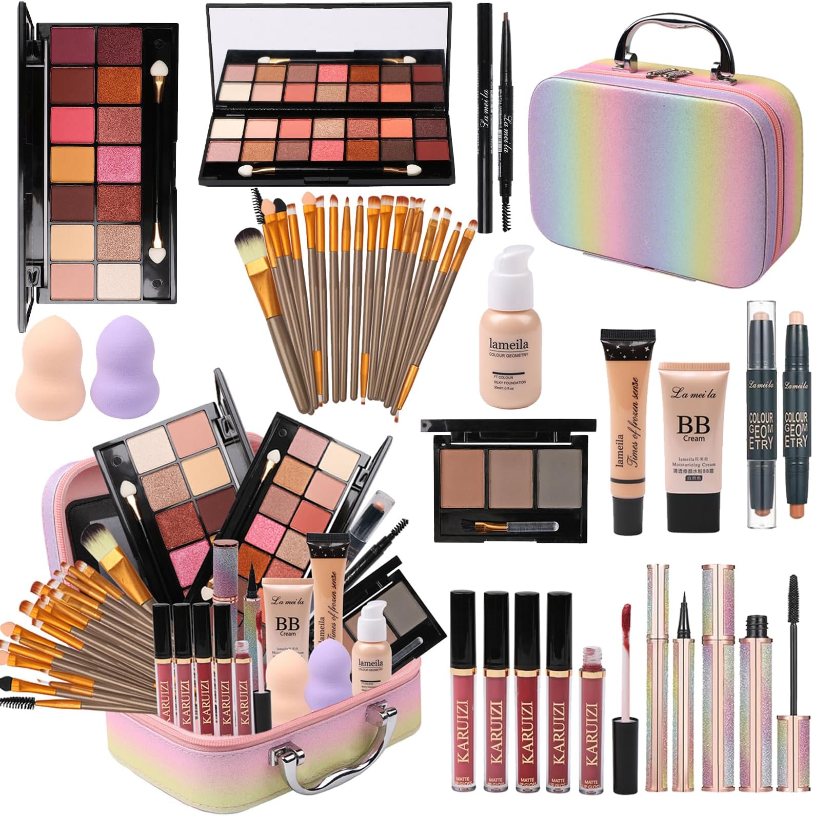 Amazon.com : Makeup Set for Girls, Rainbow Makeup Kit, Beauty Boxes ...